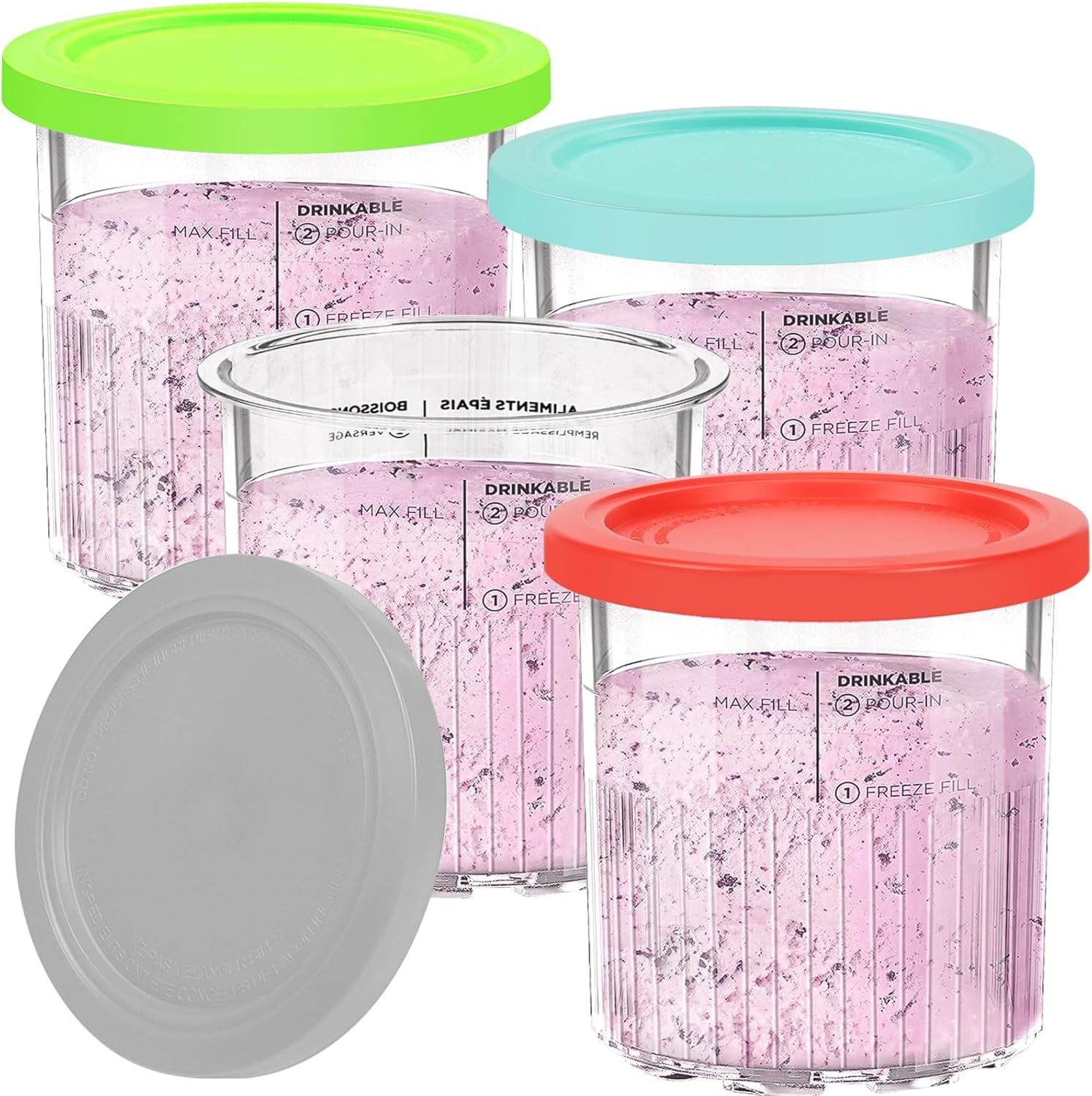 Wenfen Ninja Creami Deluxe Pints And Lids Replacement 4 Pack 24 Oz