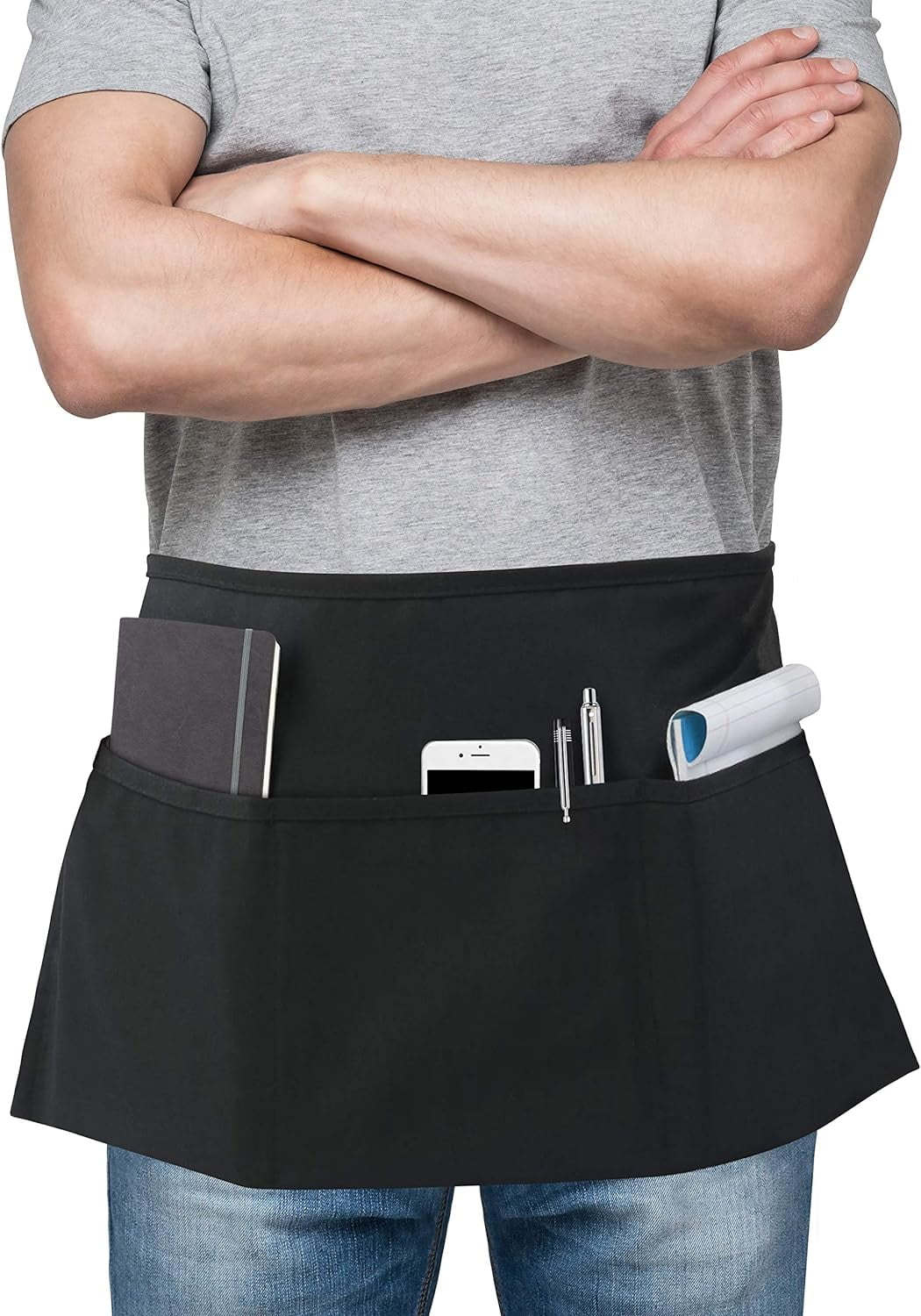 Wenfen Utopia Wear 12-Pack Server Aprons with 3 Pockets, Waist Apron ...