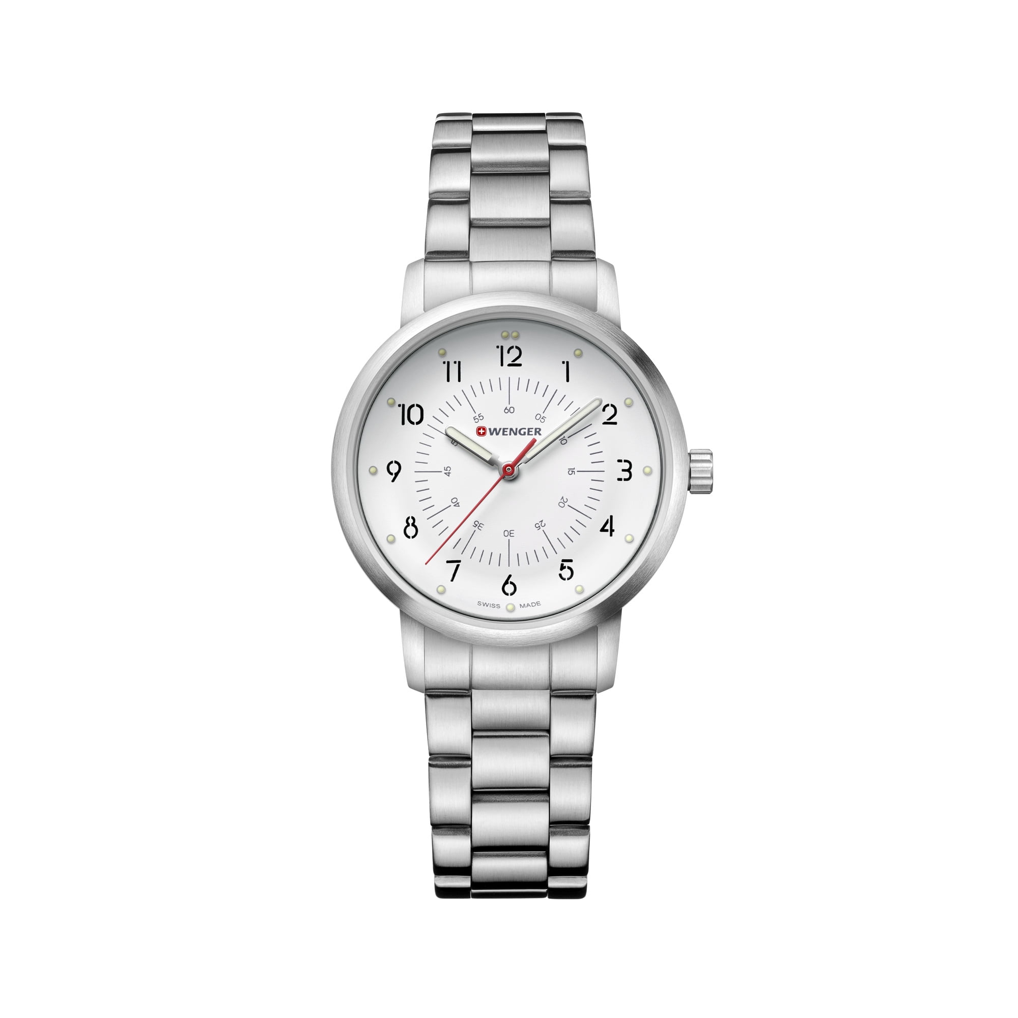 Wenger Avenue Water Resistant Watch with Small White Dial and Stainless ...