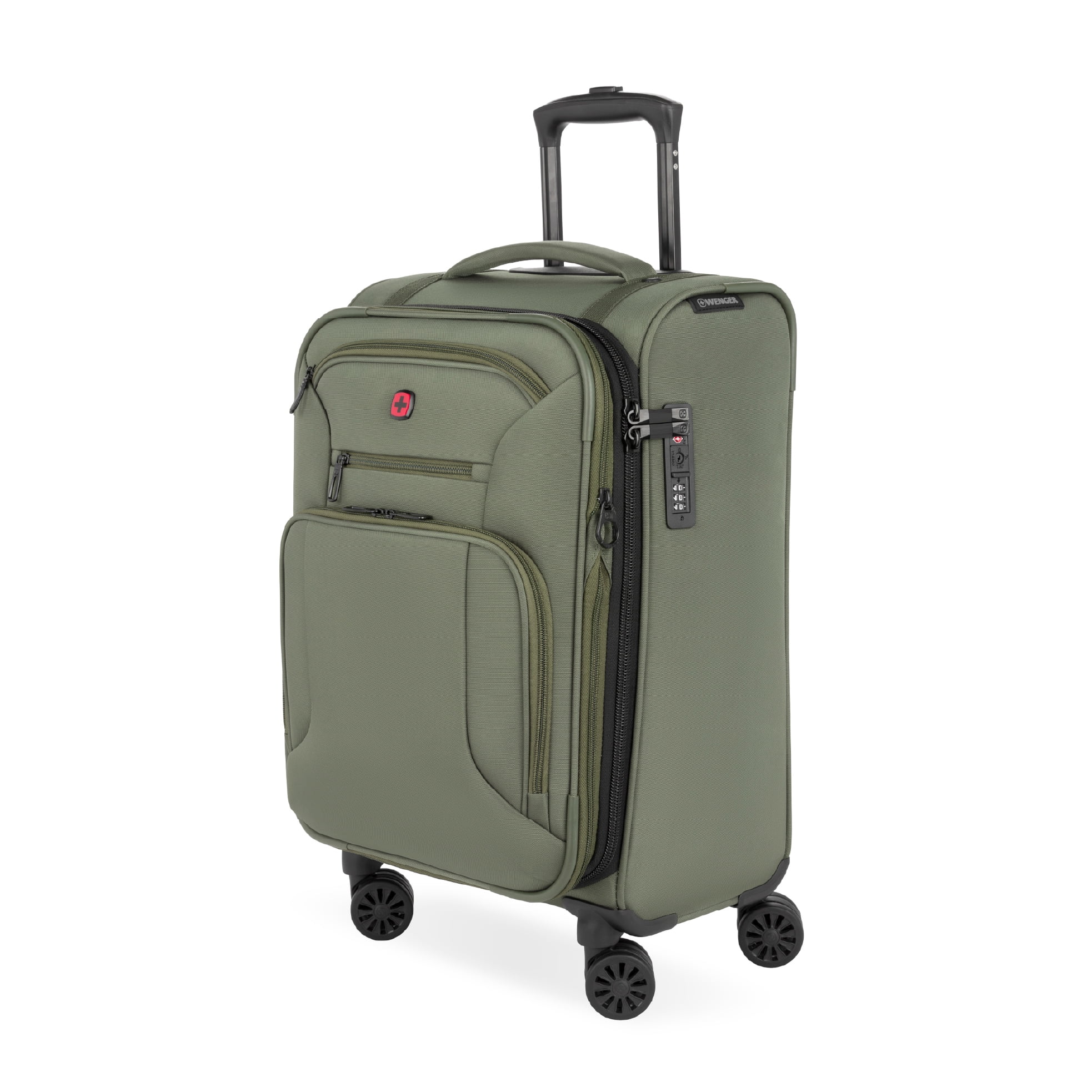 Wenger WG7062 Carry-on Spinner Luggage in Green with 8 Wheels and Built ...