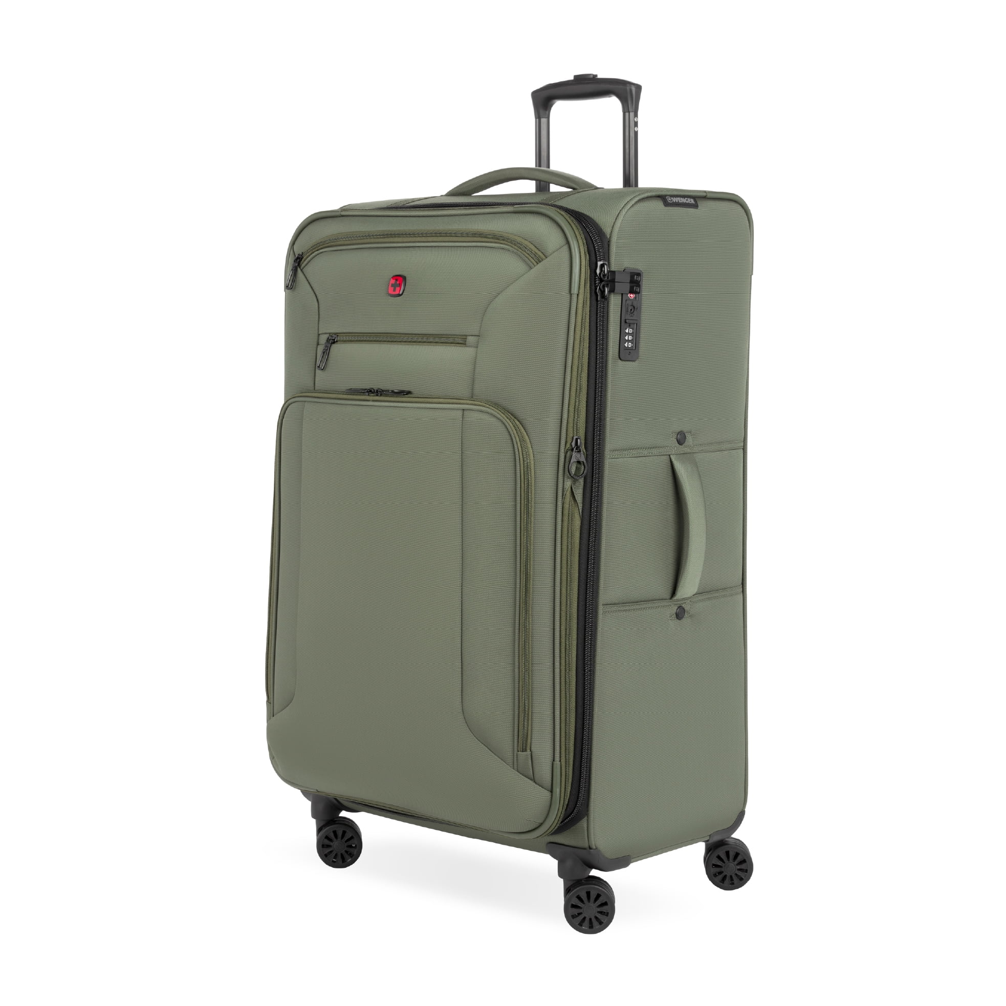 Wenger WG7062 Large Checked Spinner Luggage in Green with 8 Wheels and ...
