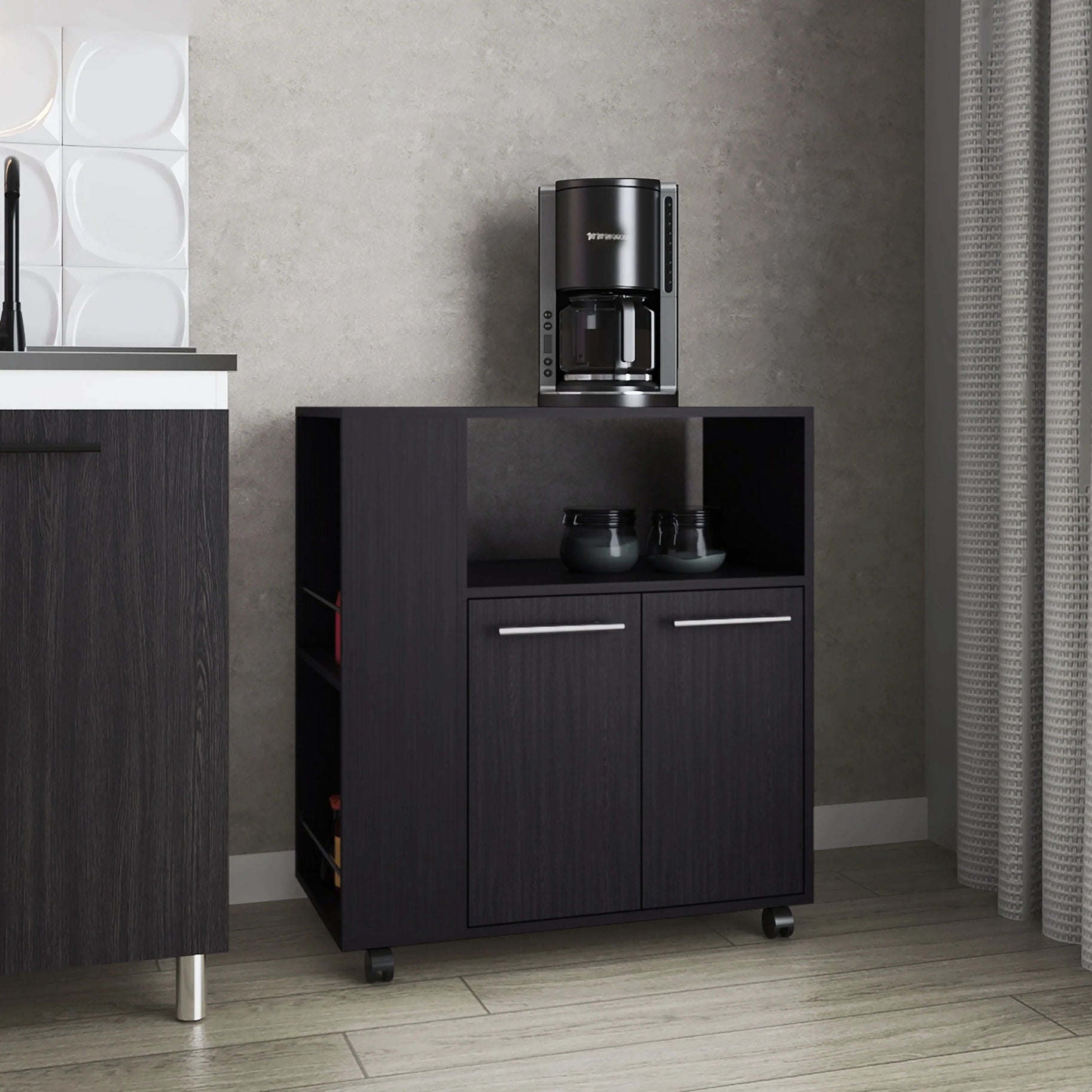 Wengue Wood Tone - Open Storage Design - Kitchen Utility - Organized ...