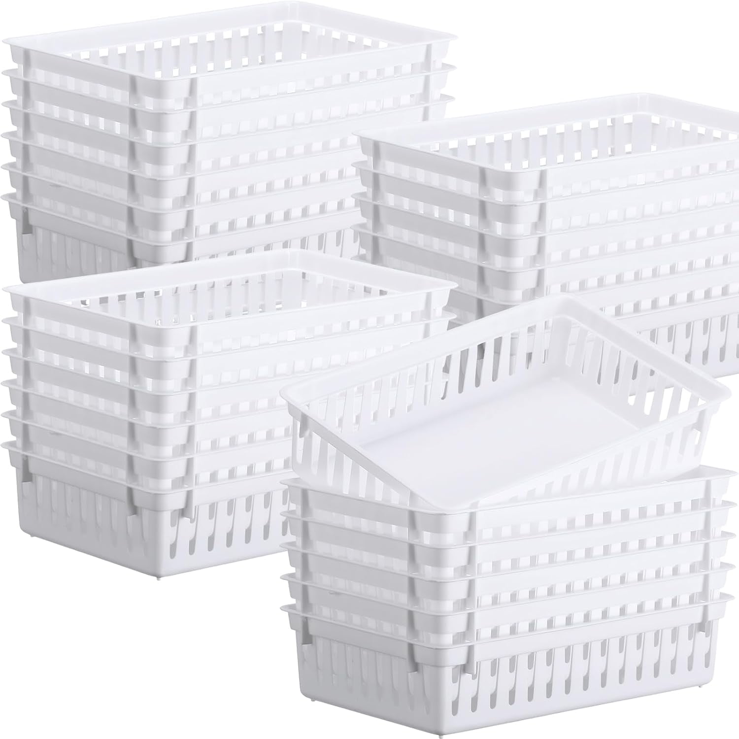 24 Pcs Small Plastic Storage Baskets Bulk for Organizing 10.24 x 6.5 x ...