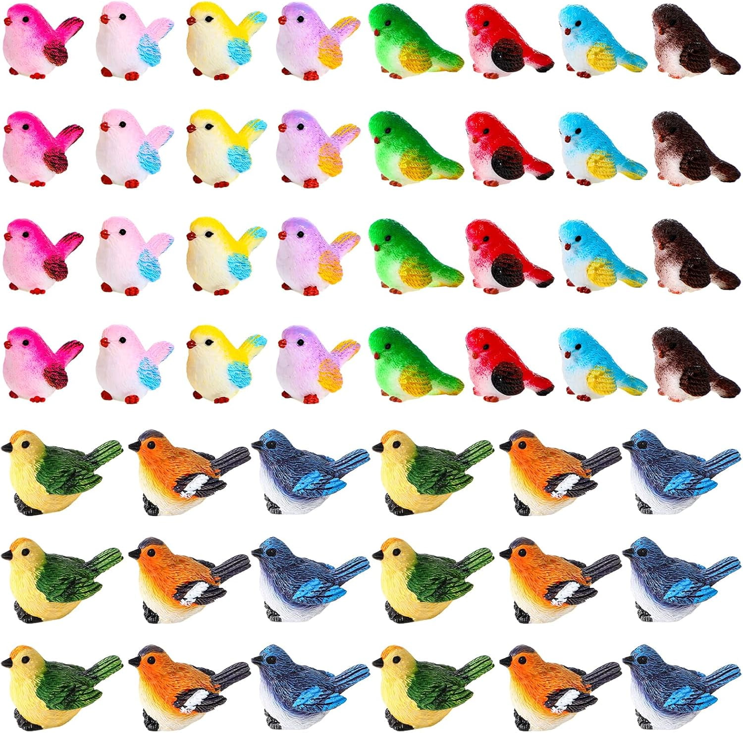 Wenqik 50 Pcs Mini Resin Bird Figurines Miniature Small Birds Figurines ...