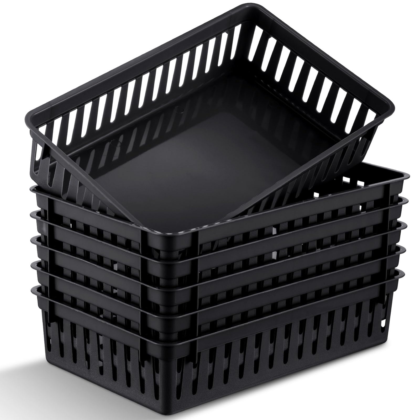 Wenqik 6 Pack Plastic Basket 10.24 6.5 2.36 Inch Small Plastic Storage ...