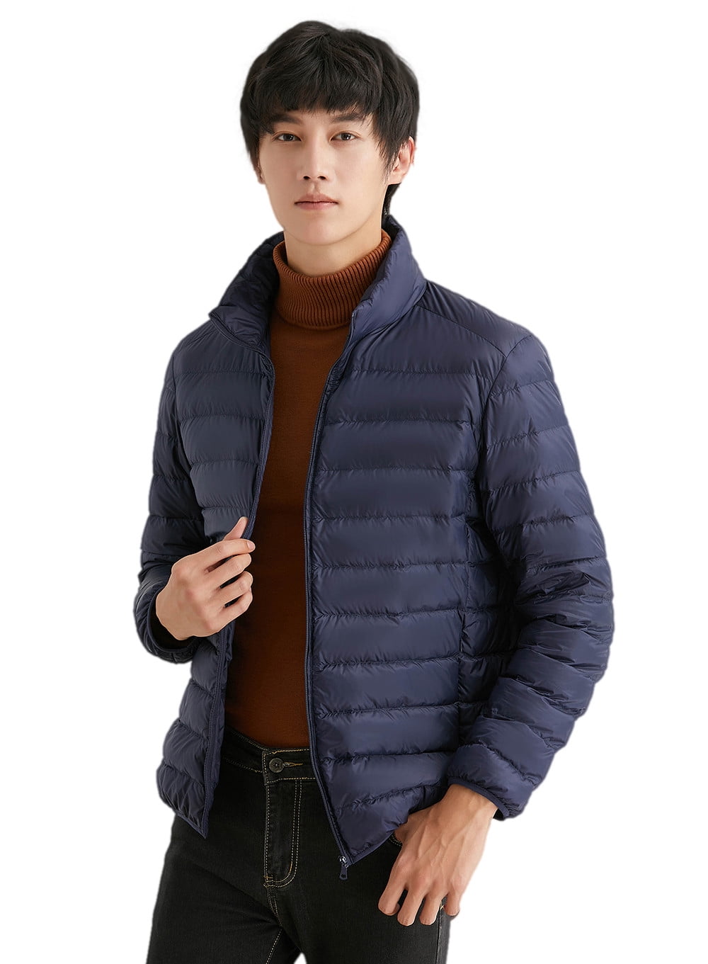 Wenseny Mens Stand-up Collar Padded Puffer Jacket Thermal Lightweight ...