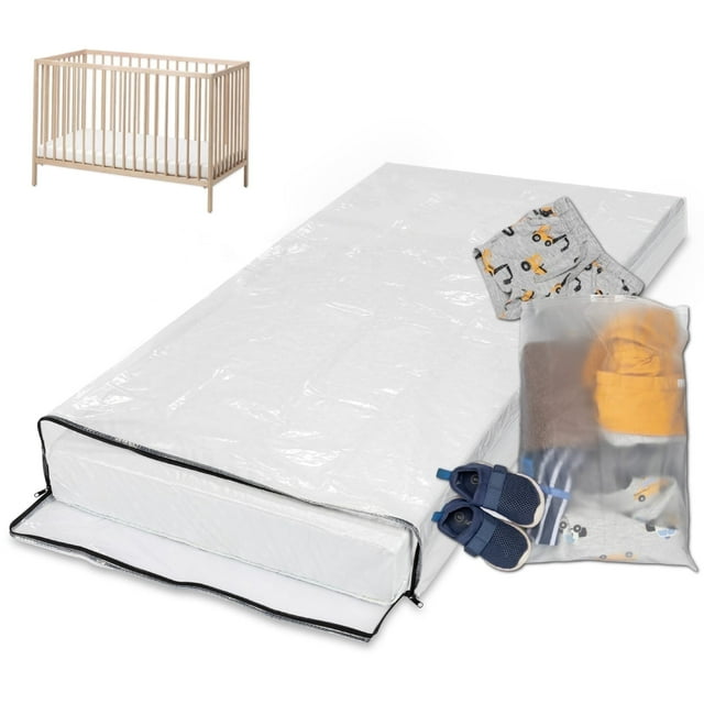 WENSES Crib Mattress Storage Bag with Zipper, 5 Mil Clear Plastic Cover ...