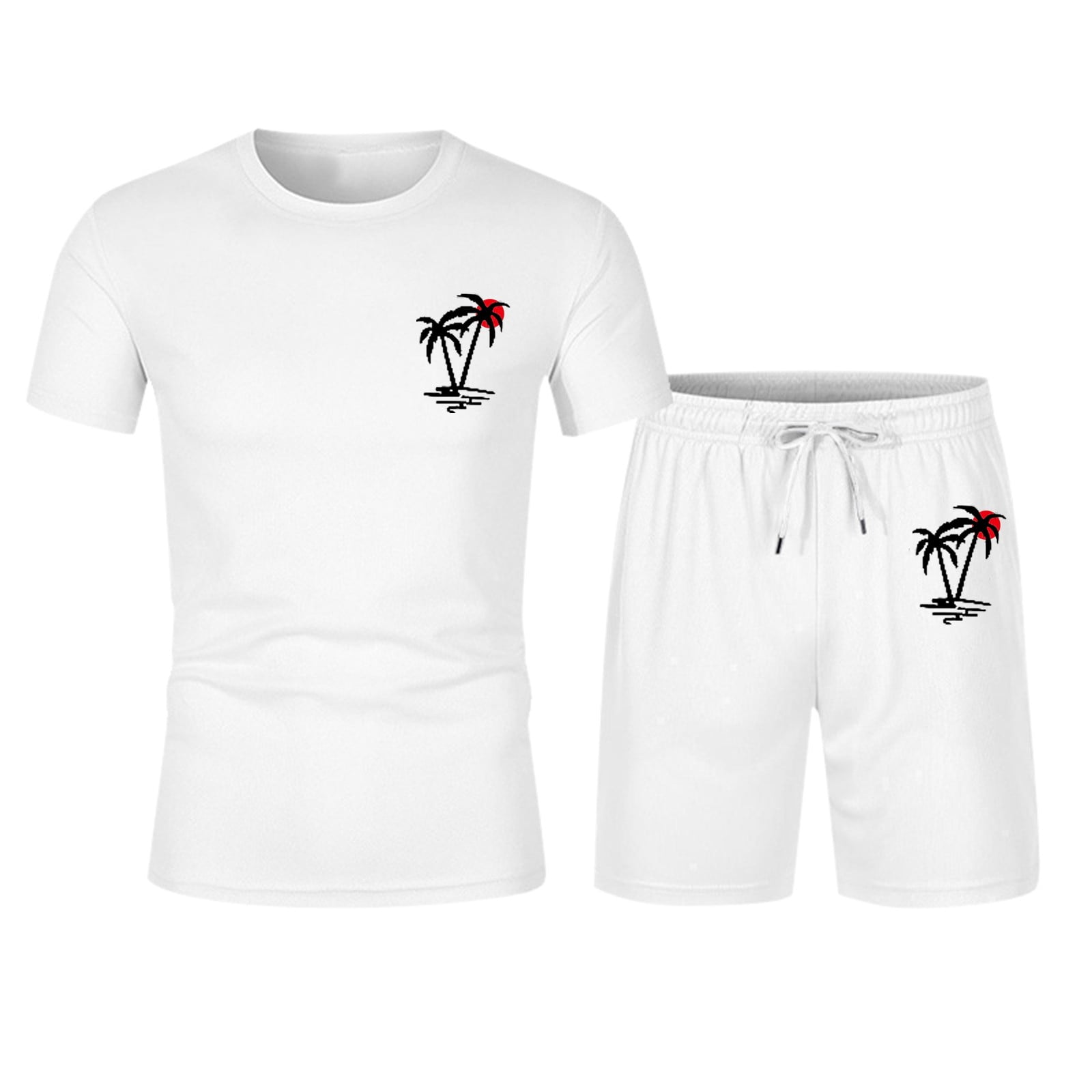 Wenshiii Men's 2024 Summer Track and Field Suit Plus Size Short Sleeves ...