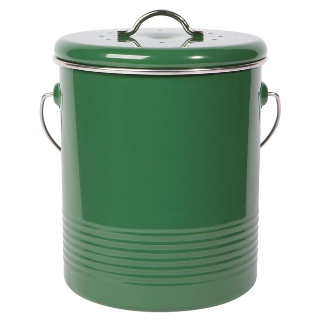 Wension Compost Bin Green Powder Coated Steel with Charcoal Filter, 8.5 ...
