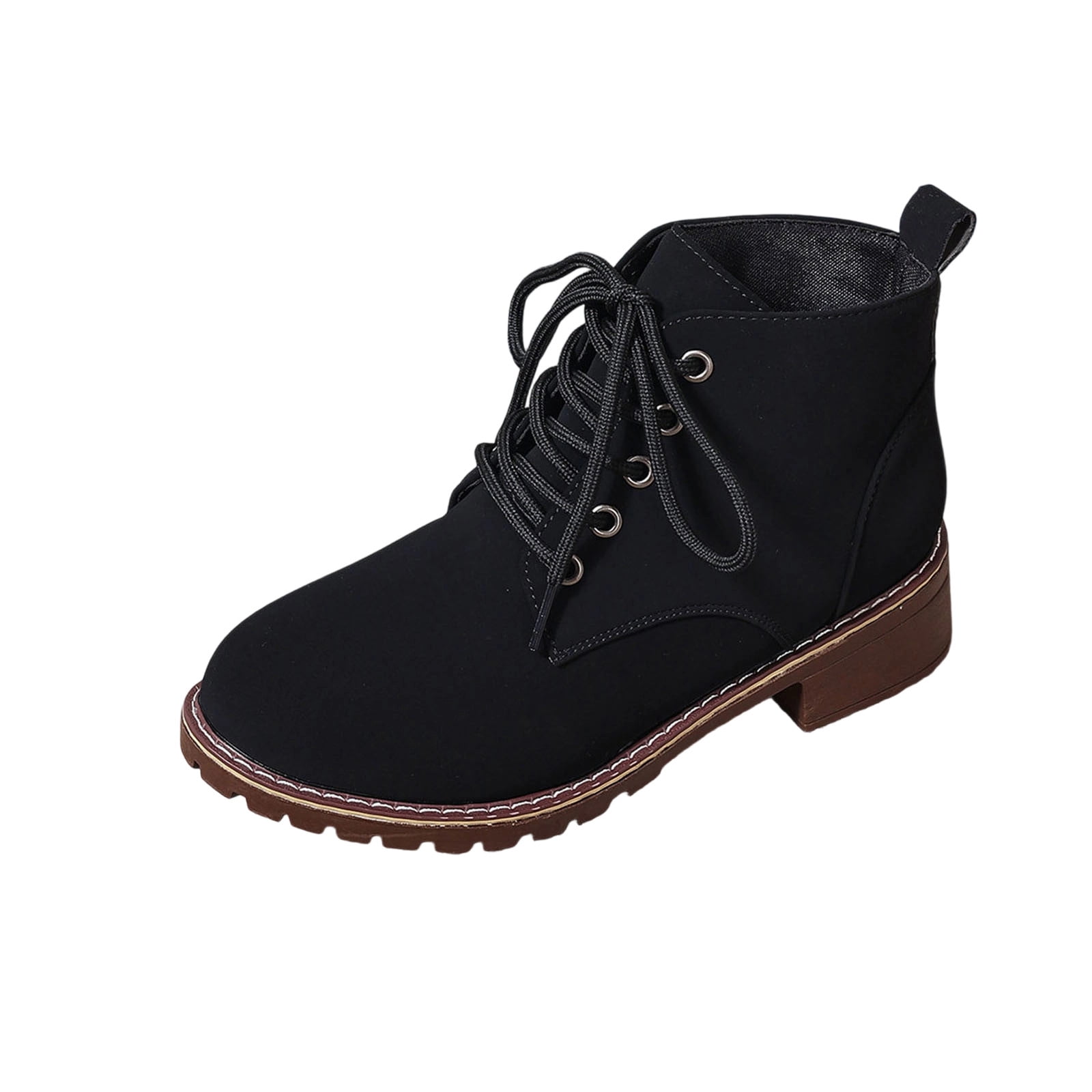 Wensltd Thick Bottom Boots for Women Round Toe Solid Color Fall Winter ...