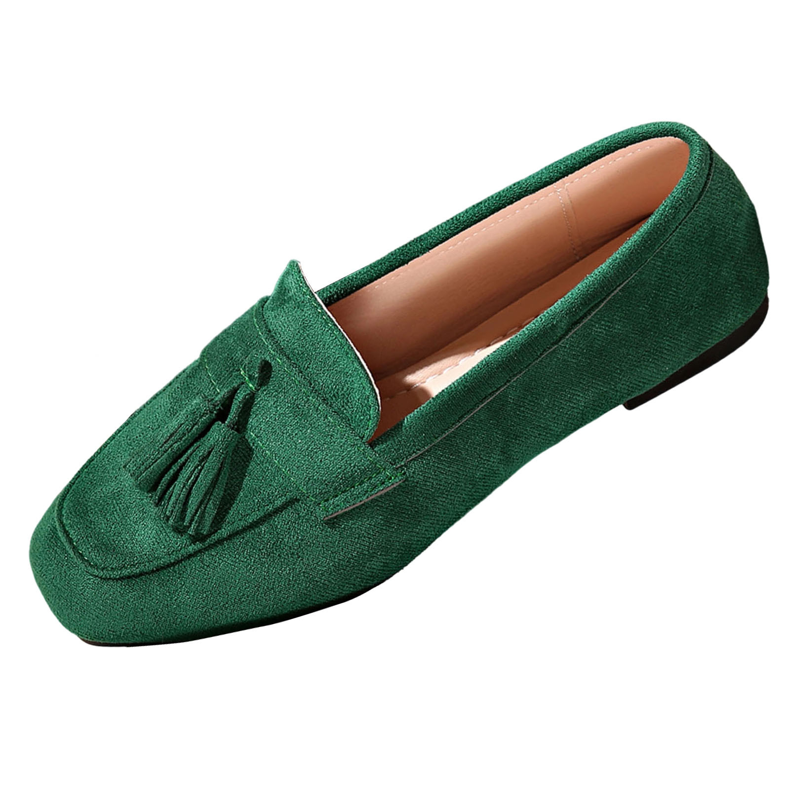 Wensltd Women Suede Flats Tassel Square Toe Versatile Fashion Weekend ...