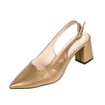Wensltd Women's Block Heel Sandals Patent Leather Pointed Toe Slingback ...