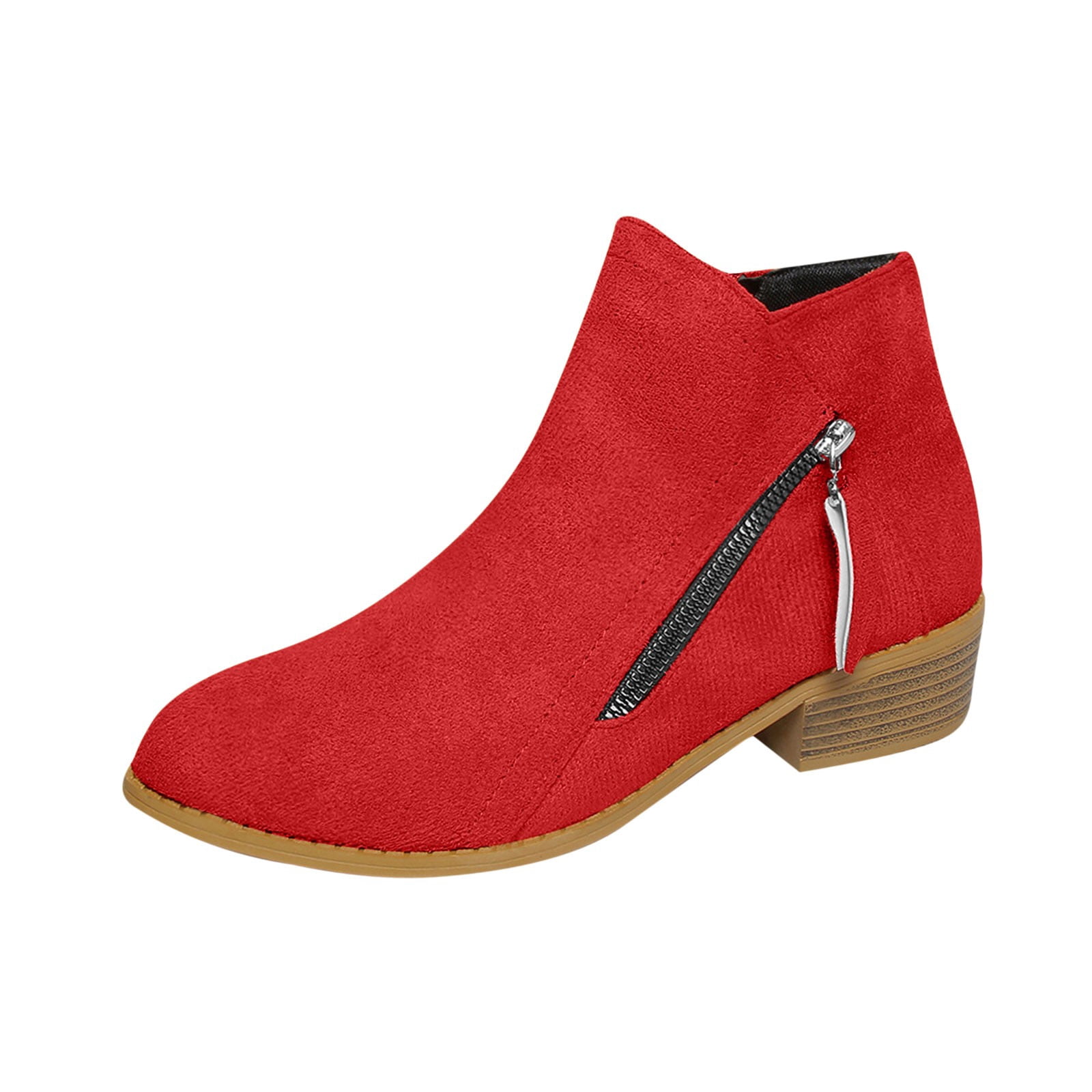 Wensltd Women's Boots Low Heel Casual Comfortable Short Boots Side ...