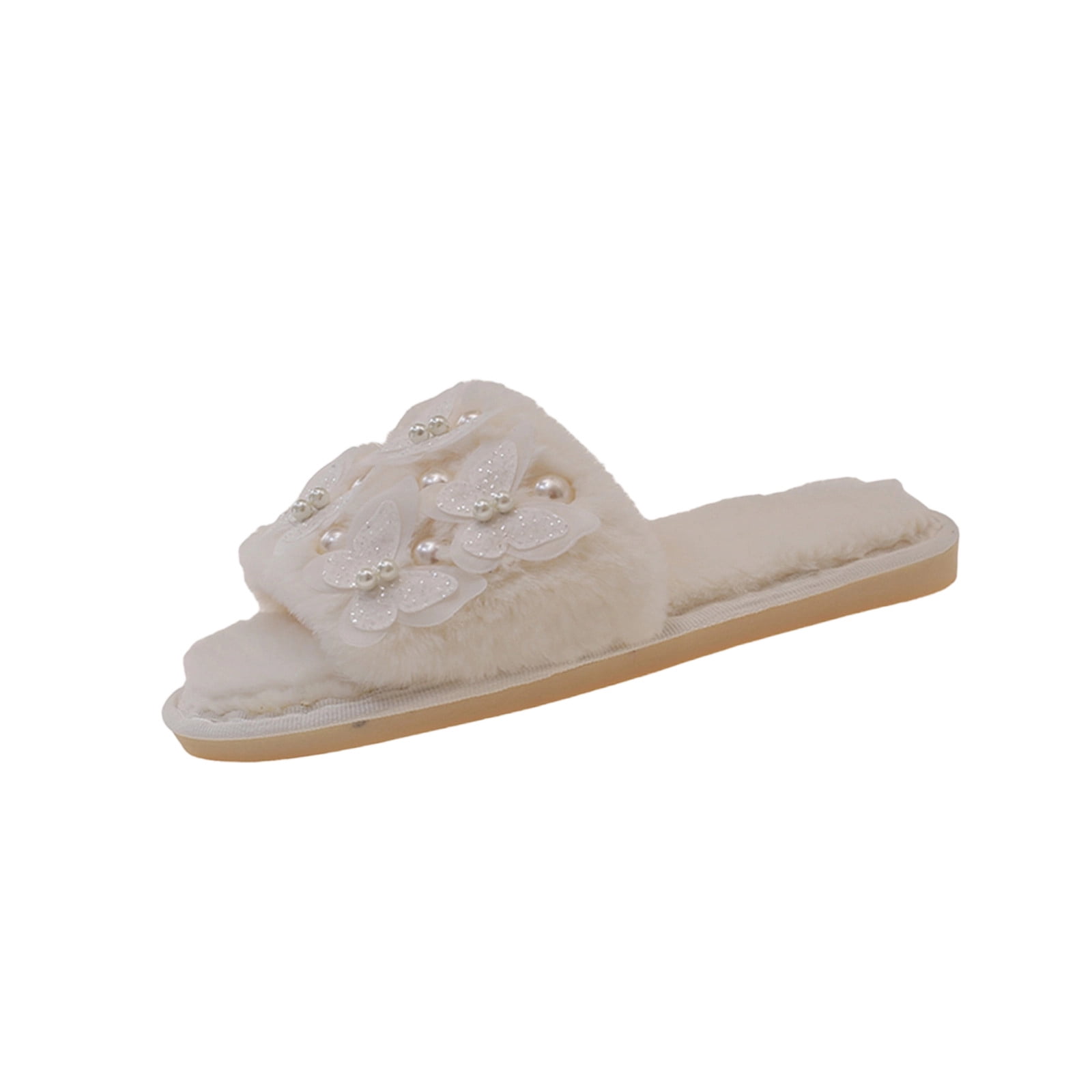 Wensltd Women's Slippers Winter Indoor Outdoor Plush Bow Decoration ...
