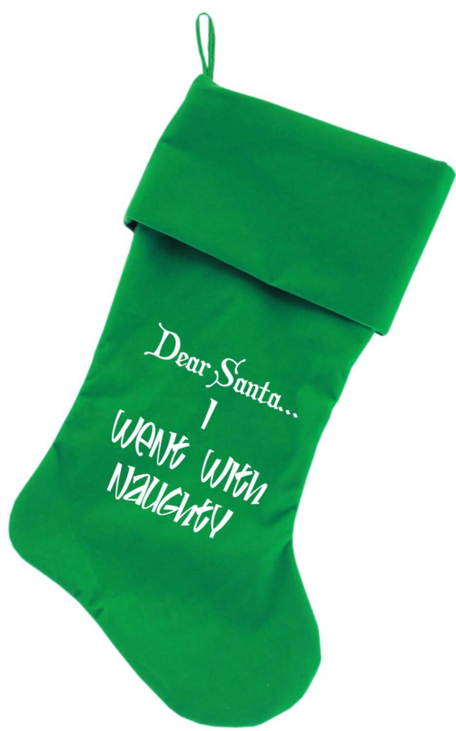 Velvet Christmas Stocking Screen Printed, "Dear Santa, I Went With ...