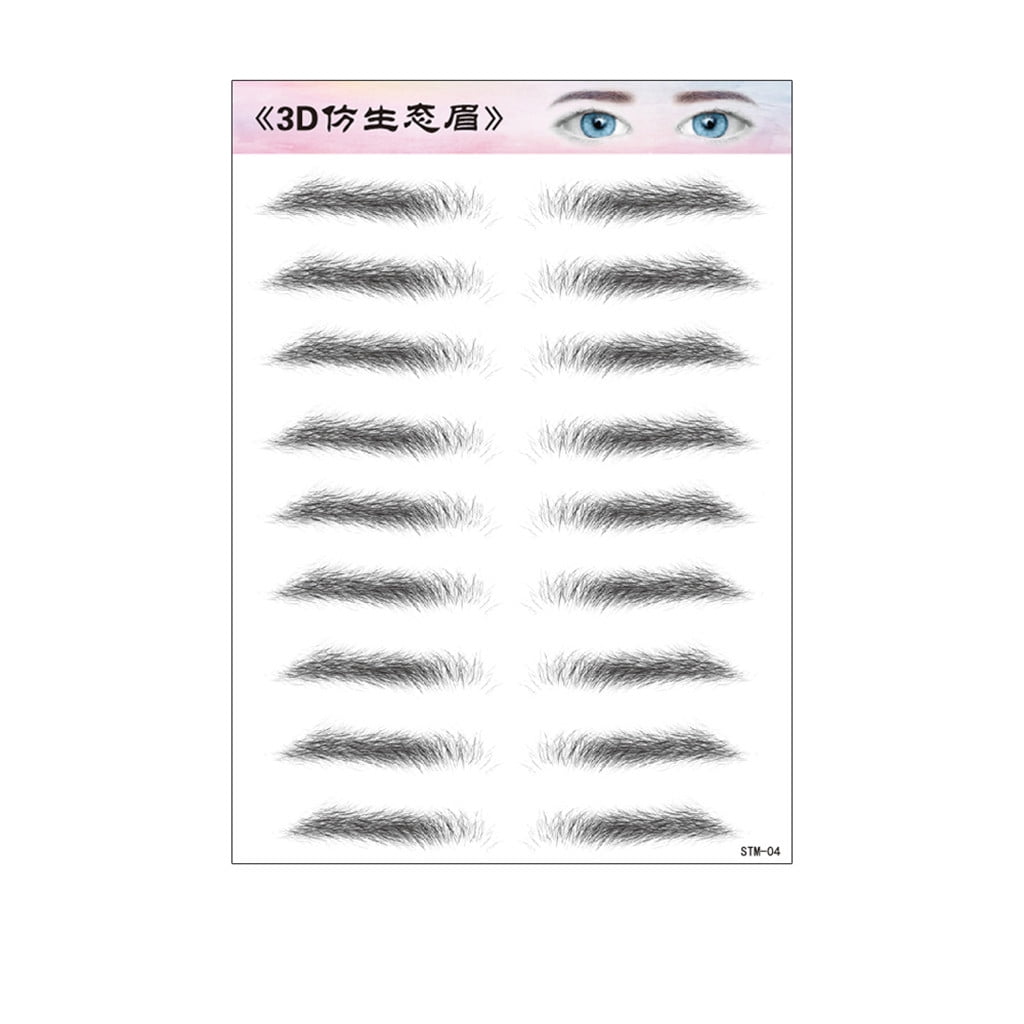 Wentin 4D Eyebrow Tattoo Sticker 22-Pairs False Eyebrows Long Lasting ...