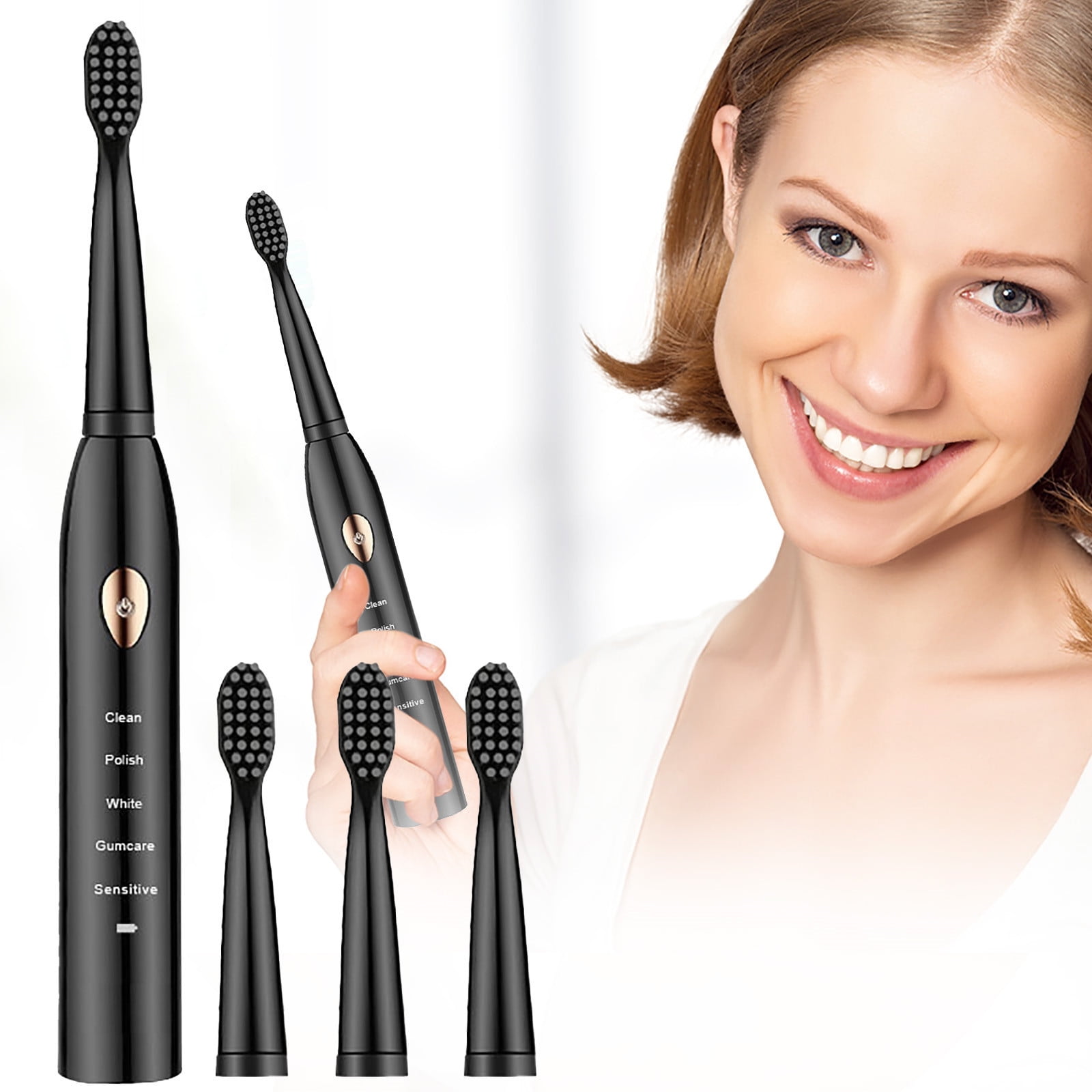 Wentin Electric Toothbrush, 5 Modes Rechargeable Electric Power Soft Toothbrush with 4 Brush ...