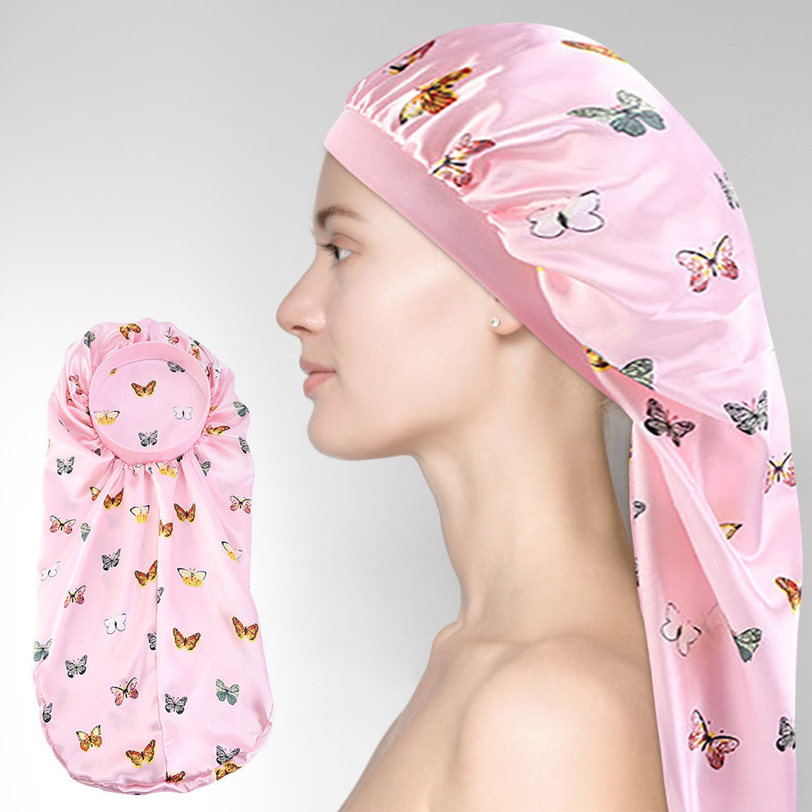 Wentin Extra Large Satin Bonnet for Women, Double-Layer Silky Sleep Cap, Long Hair Bonnet with ...