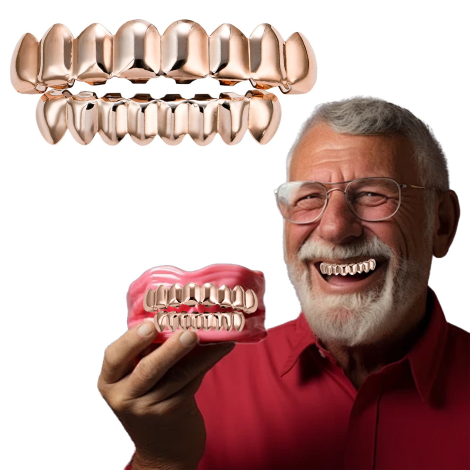 Wentin Grillz Gold Grills for Your Teeth Fake Teeth 18K Gold Plated ...