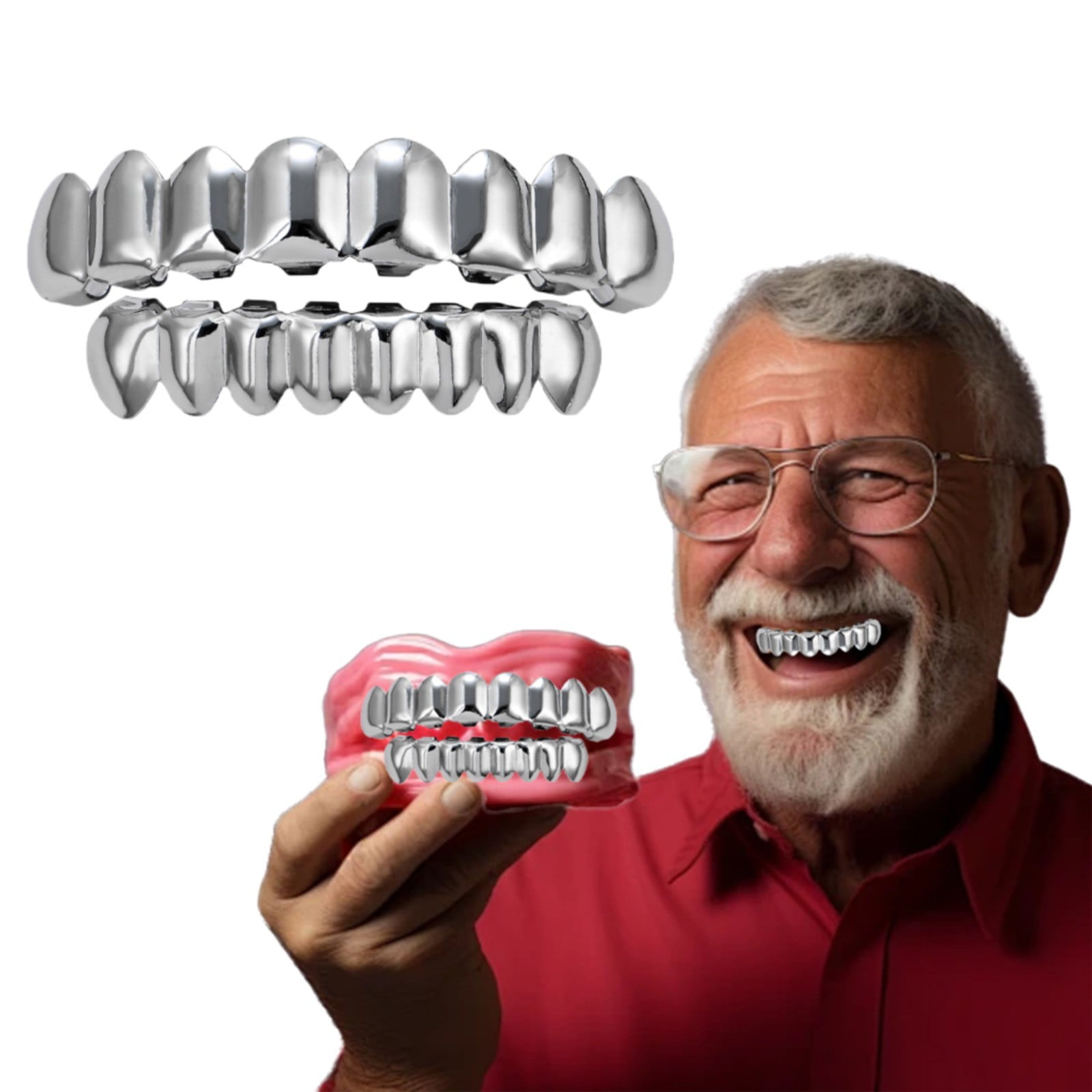 Wentin Grillz Gold Grills for Your Teeth Fake Teeth 18K Gold Plated ...