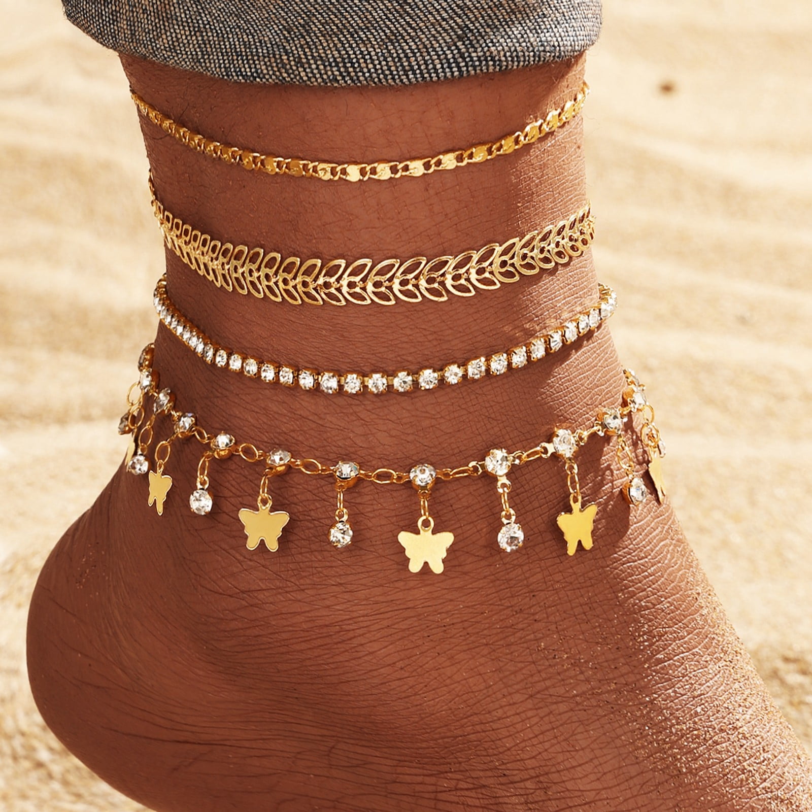 Wentin Reduced Anklet "Elegant Boho Chic Stackable Chains Anklet With ...