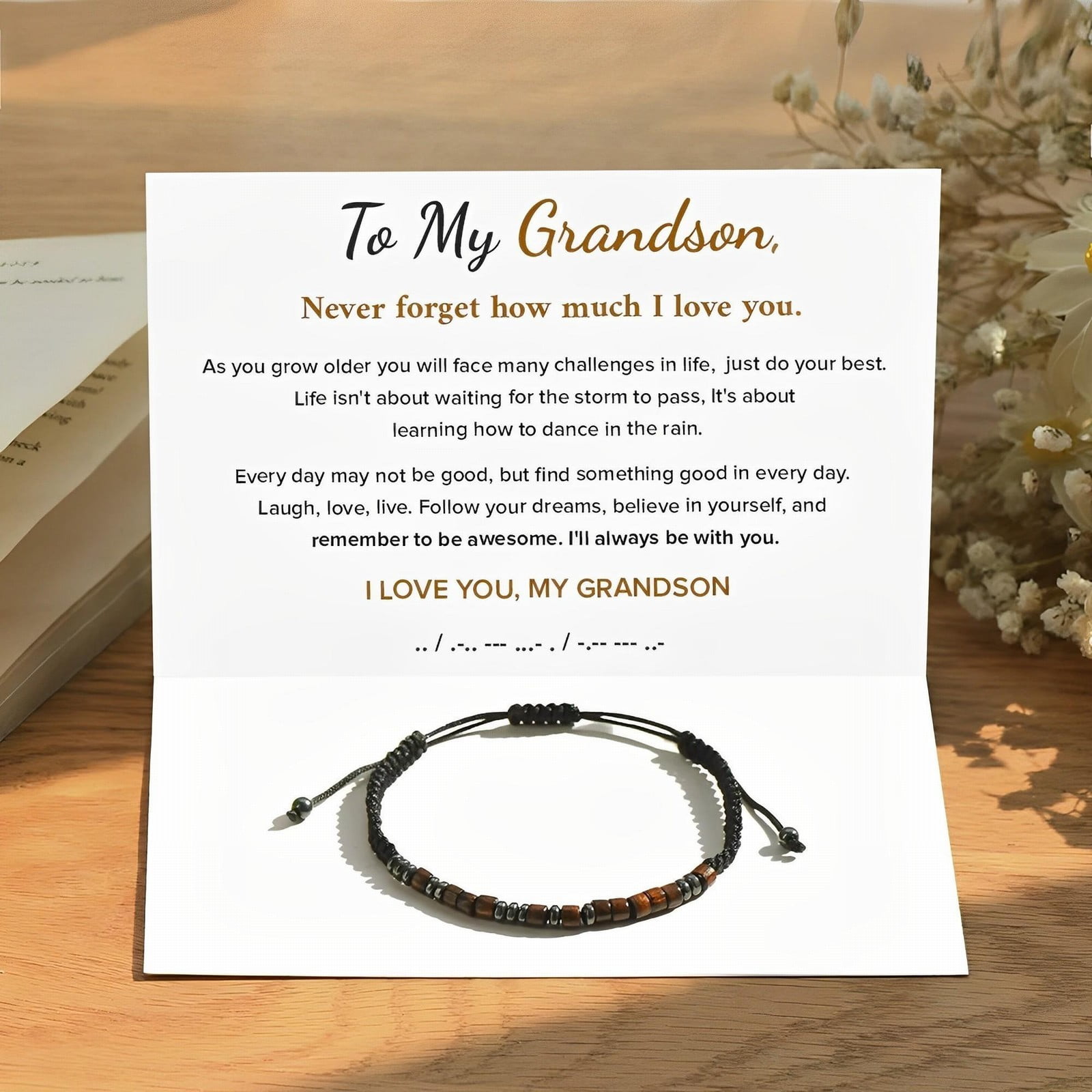 Wentin Reduced Bracelets Give My Grandson Love You Forever Black Magnet ...