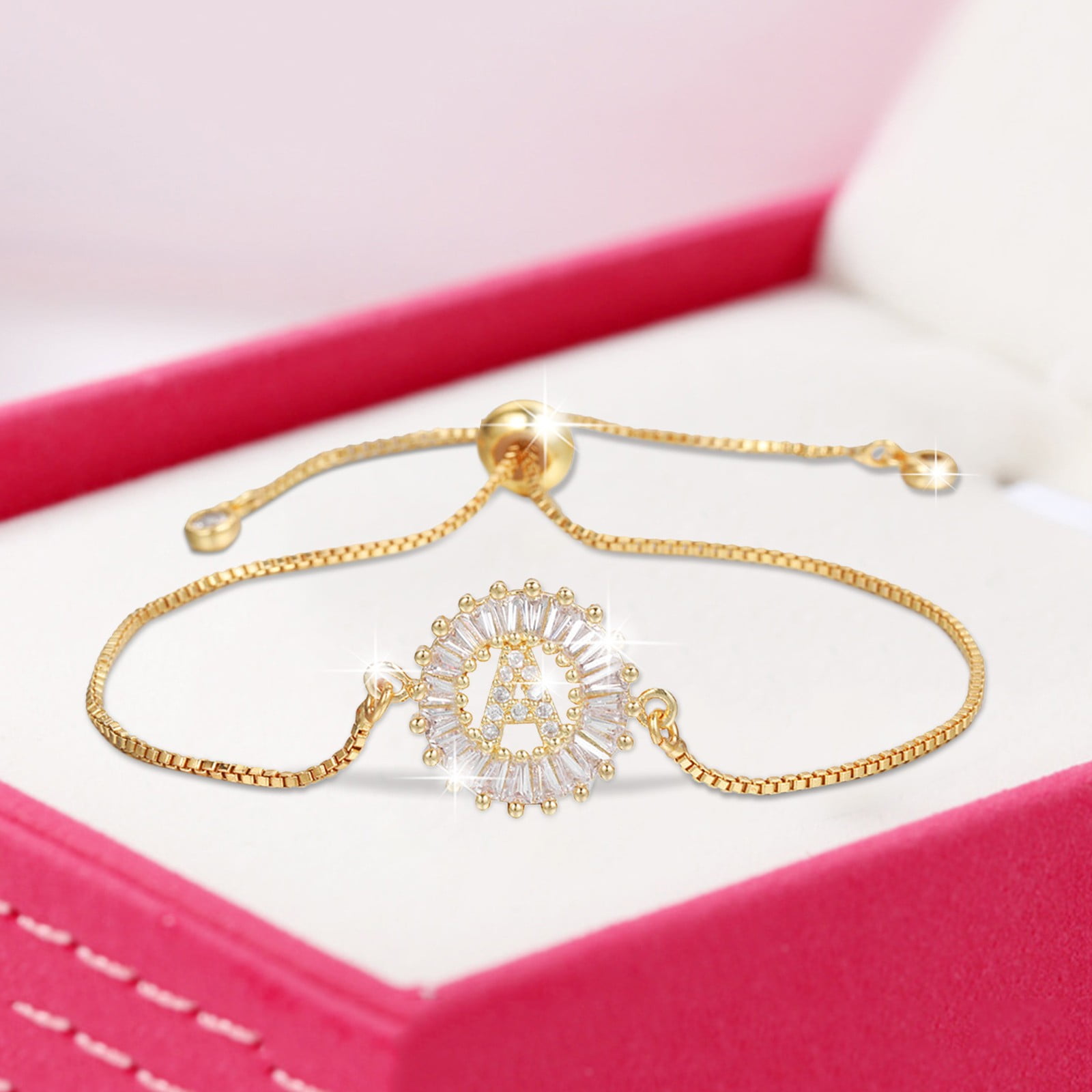 Wentin Reduced Bracelets Initial A Z 26 Alphabet Letters Zircon Charms ...