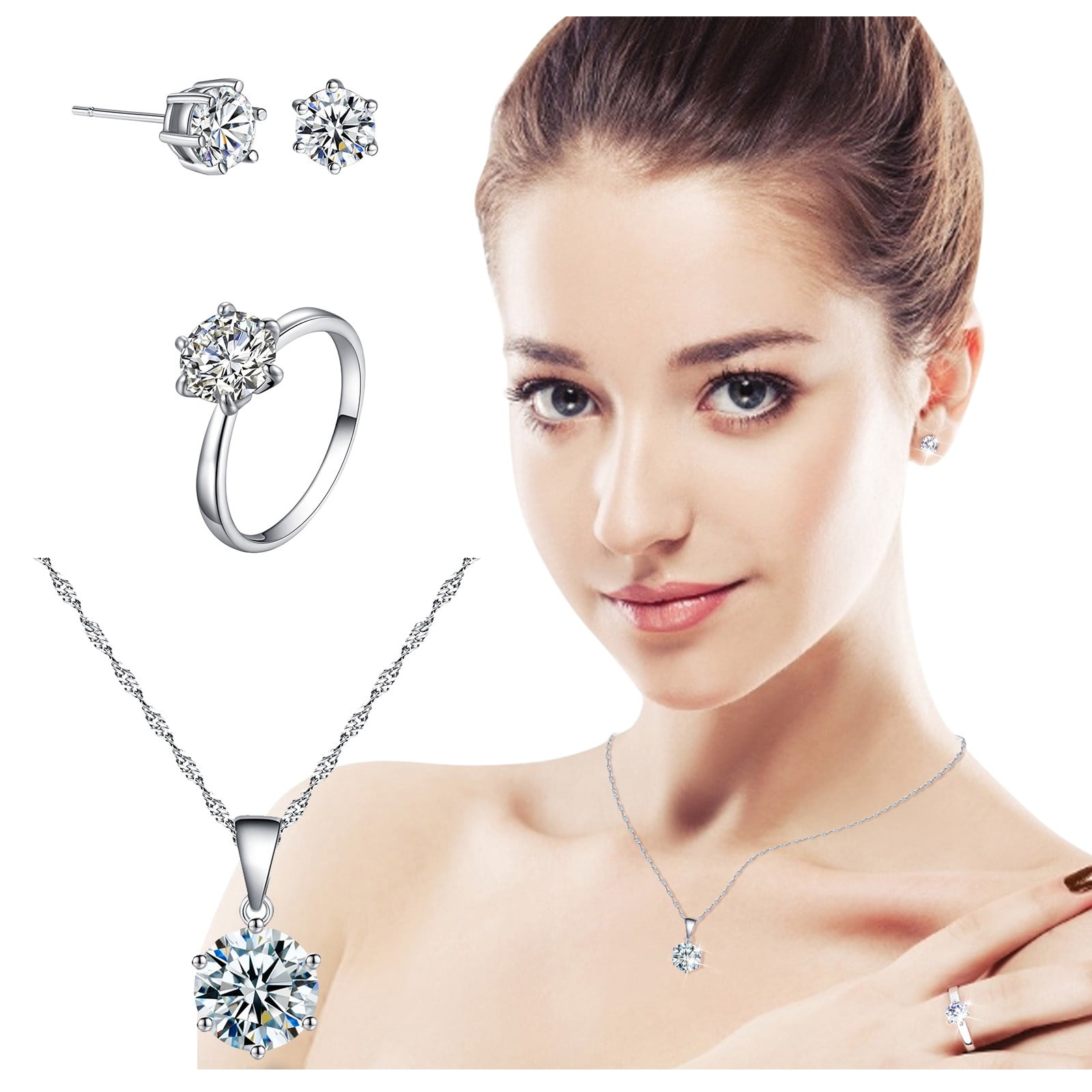 Wentin Reduced Jewelry Sets Women's Fashion Hexapod Zircon Crystal ...