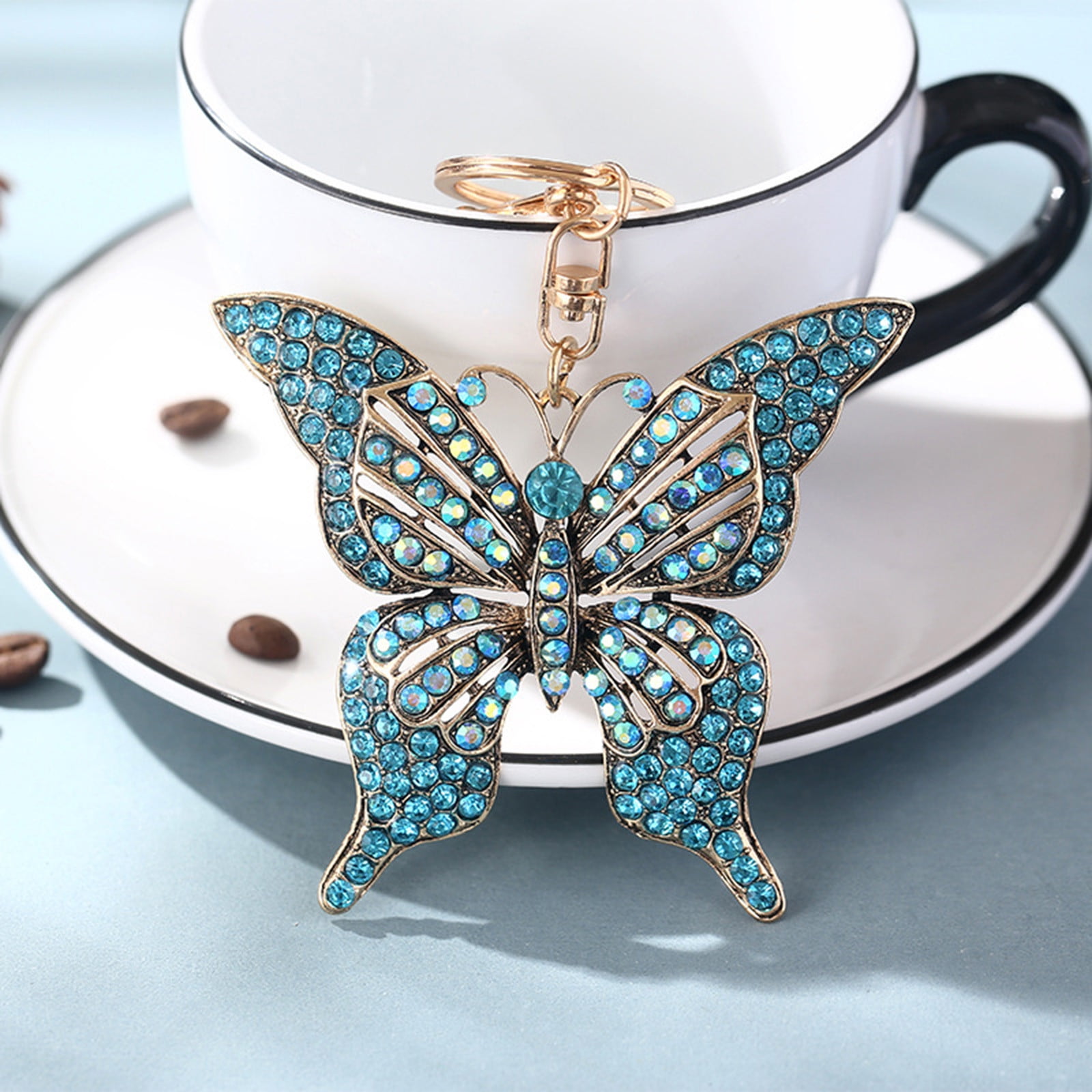 Wentin Reduced Keychains Butterfly Crystal Rhinestone Keychain For ...