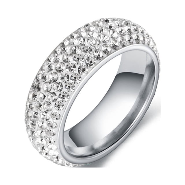 Wentin Reduced Rings Hip Hop Bling Ring Female Stainless Steel Wedding ...