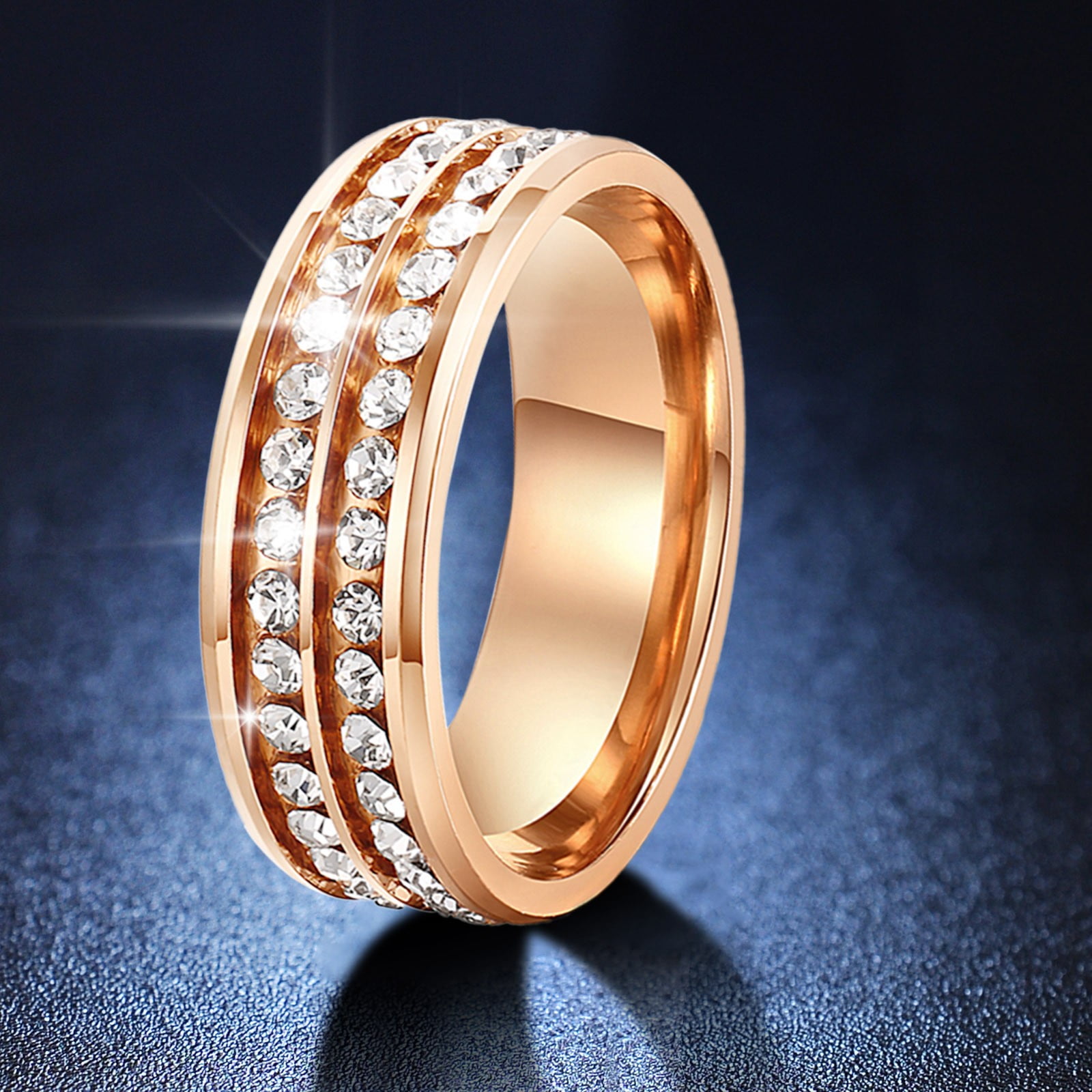 Wentin Reduced Rings Two Rows Of Full Diamond Rings Men'S And Women'S ...