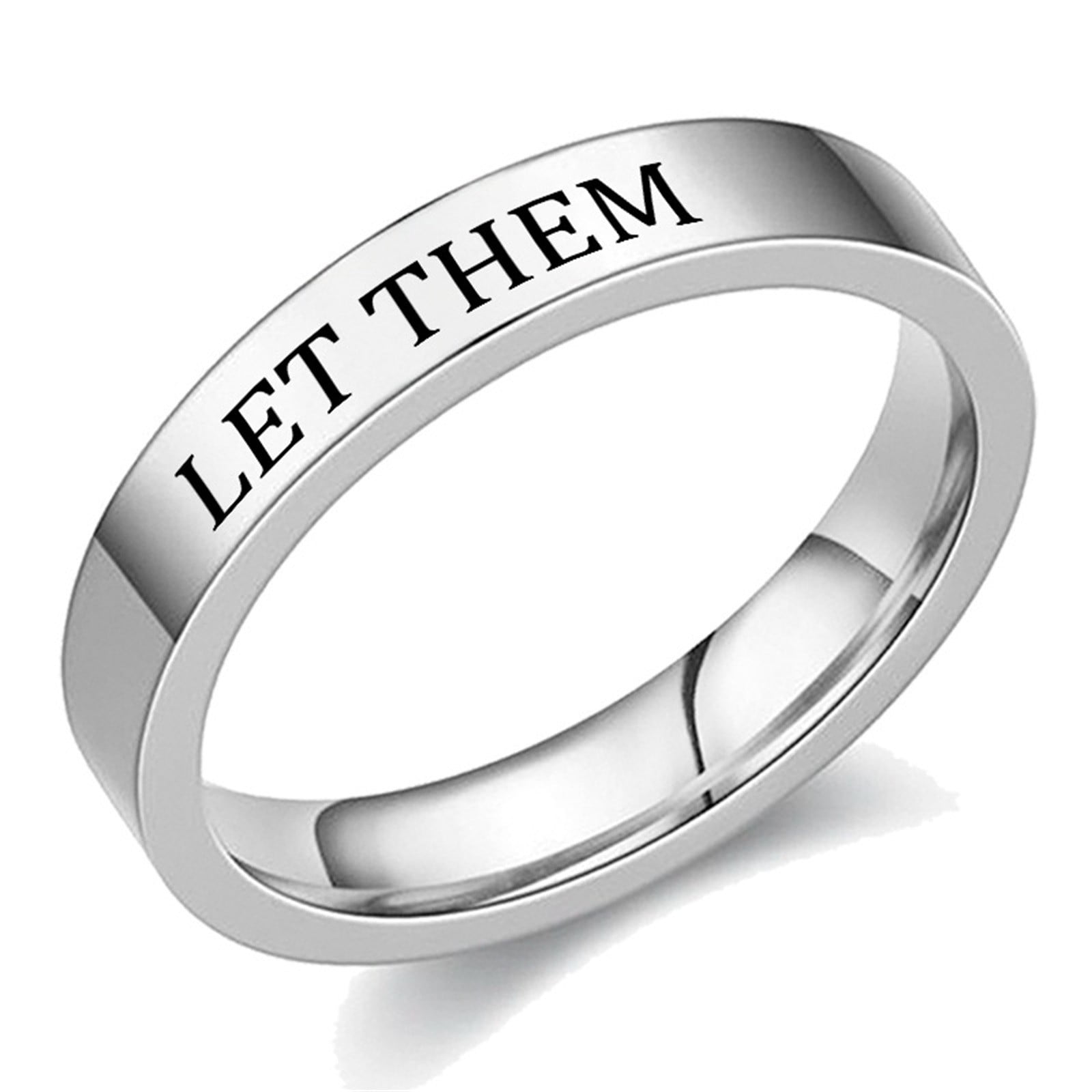 Wentin Rings Clearance! Let Them Ring Let Them Stainless Steel Engraved ...