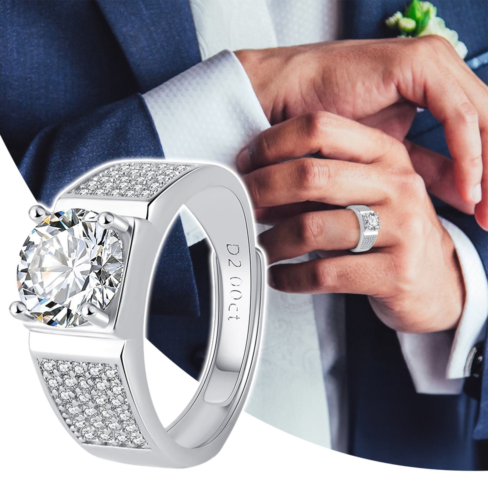 Wentin Rings Clearance! Temperament Accessories Men's Full Diamond ...