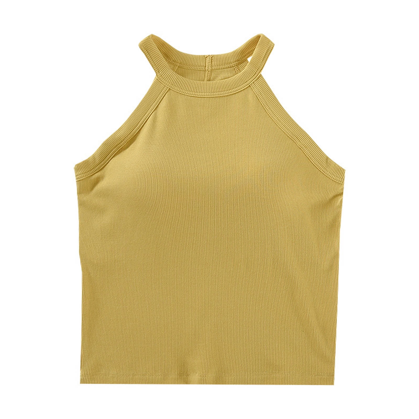 Wenyuyu Women's Ribbed Knit Tank Tops Sleeveless Halter Neck Blouses ...
