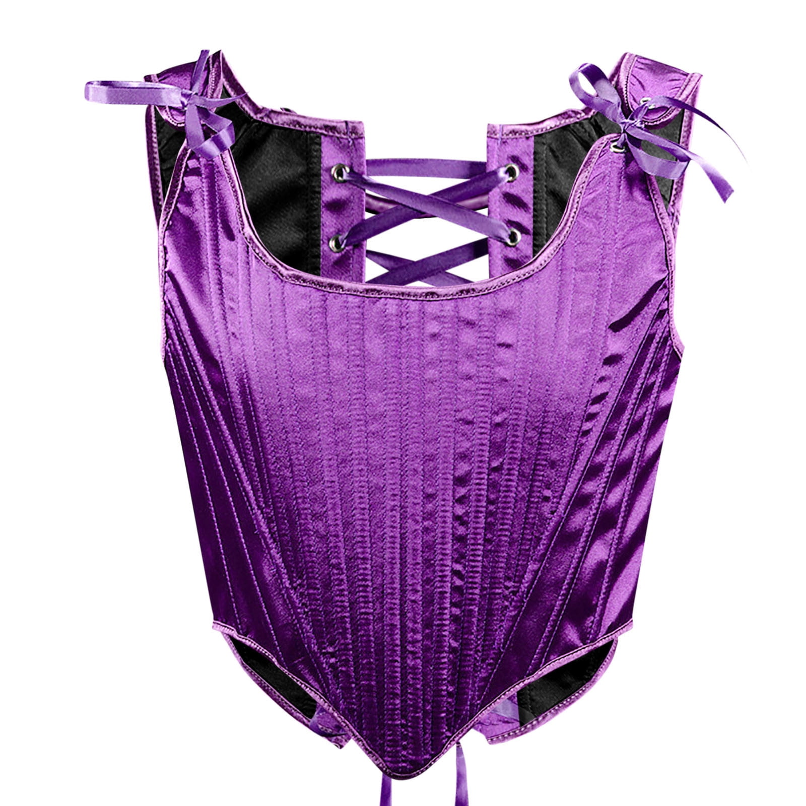 Wenyuyu Women's Satin Corset Tops Sexy Slim Fitted Sleeveless Fishbone ...