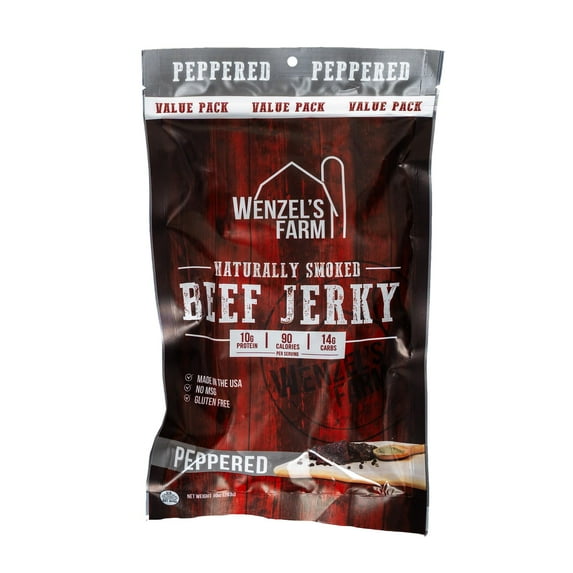 Wenzel's Farm Peppered Beef AIF9 Jerky 10 oz. | Value Pack | Naturally ...