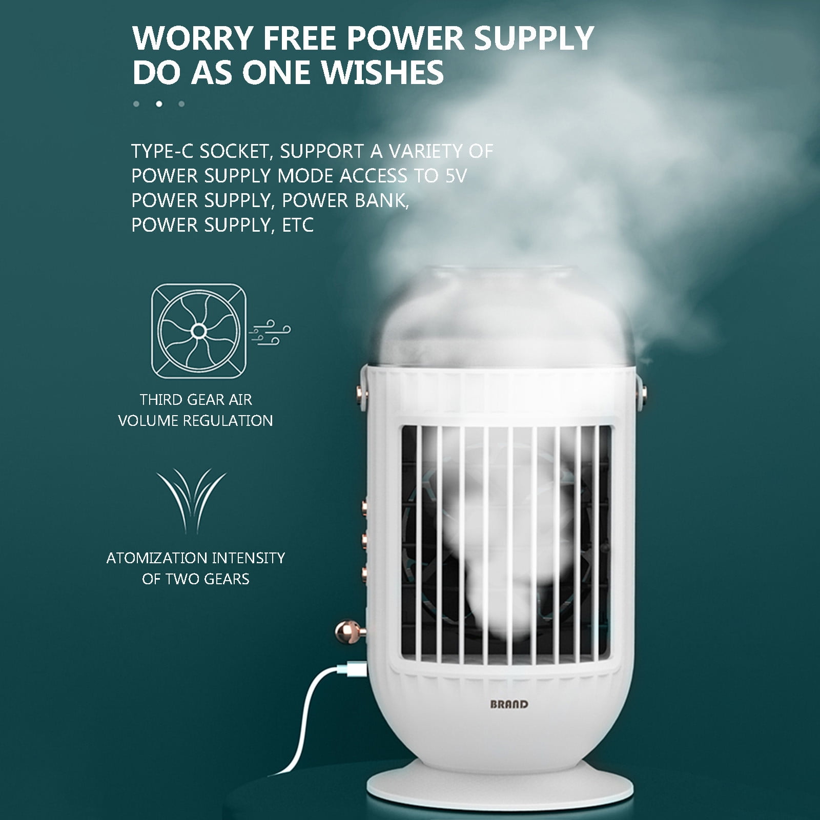 WeowiYief Fan USB Desktop Conditioner Office Home Small Humidifying Fan ...