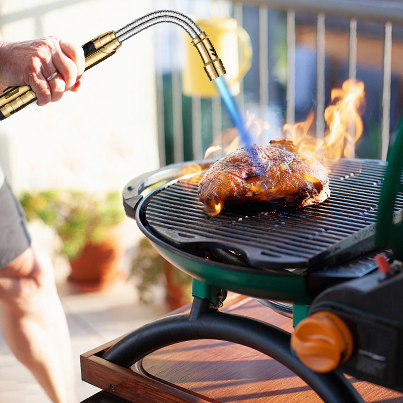 WeowiYief Hose Metal Inflatable Lighter Direct Welding Outdoor Barbecue ...