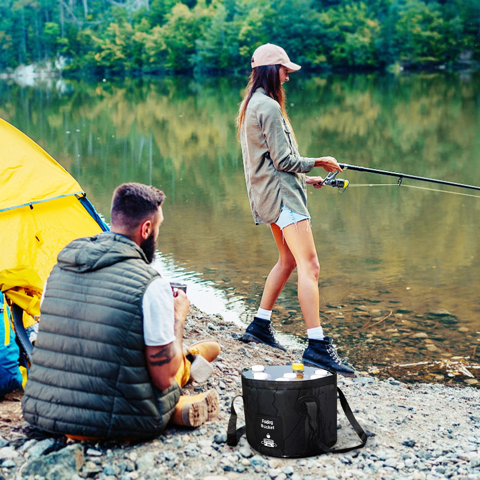 WeowiYief Outdoor Folding Bucket, Portable Outdoor Camping, Picnic ...
