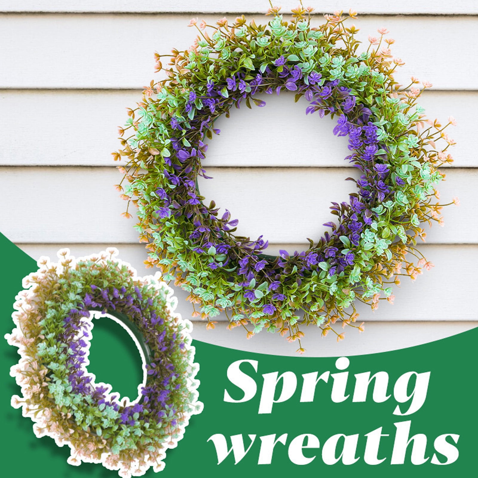 WeowiYief Spring Colored Small Flower Wreath Plastic Simulation Wreath ...