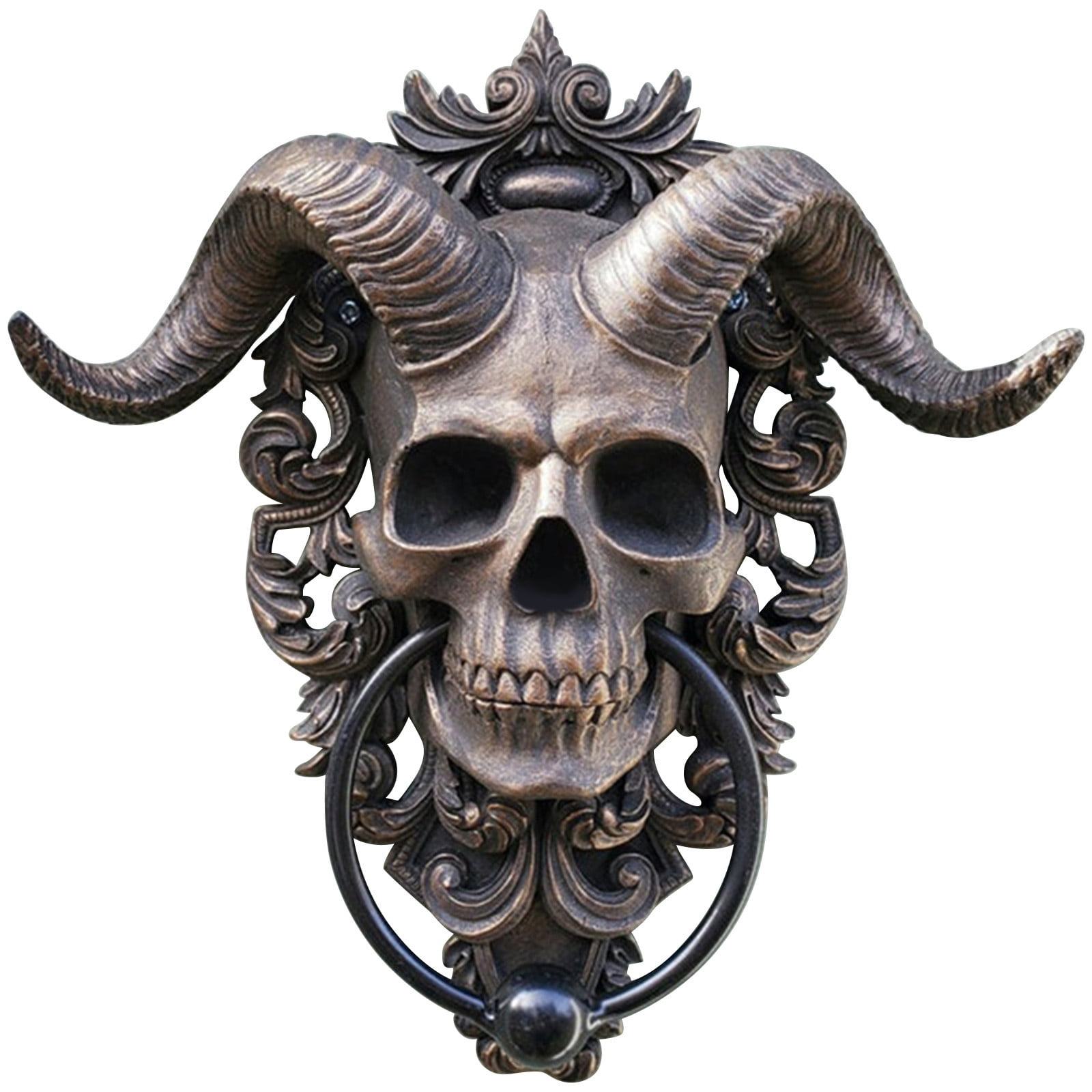 Wepro Horned Skull Hanging Door Knocker-Heavy Duty Gothic Doorknocker ...
