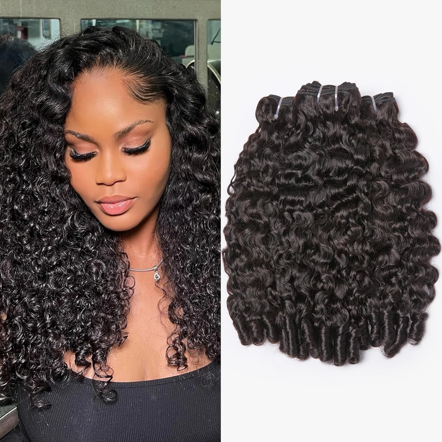 WEQUEEN Burmese Curly Hair Bundles 100% Human Hair 14-26 Inches Natural ...
