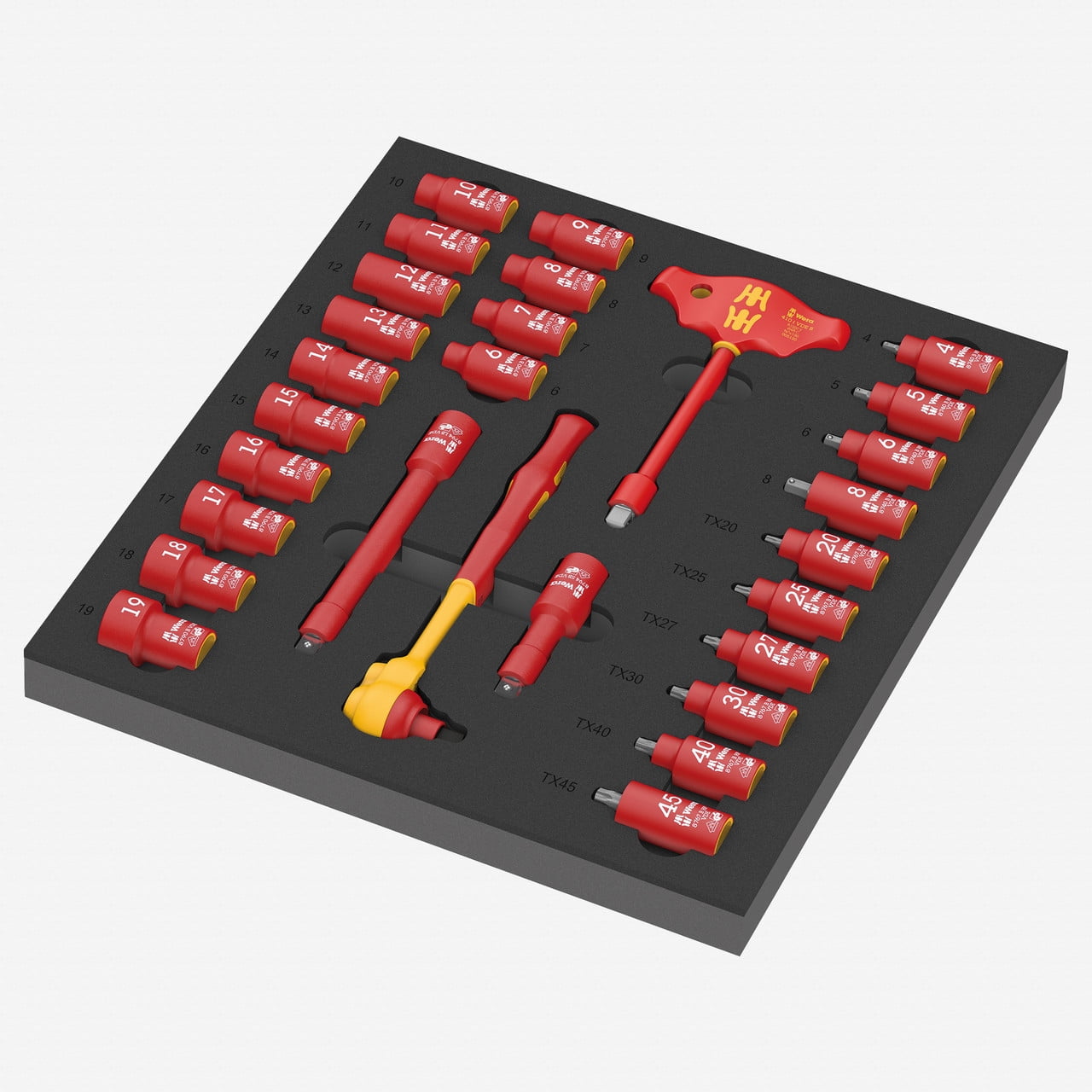 Wera 150116 Foam Insert 8007 B Zyklop VDE Ratchet Set 1, 3/8" Drive, 28 ...