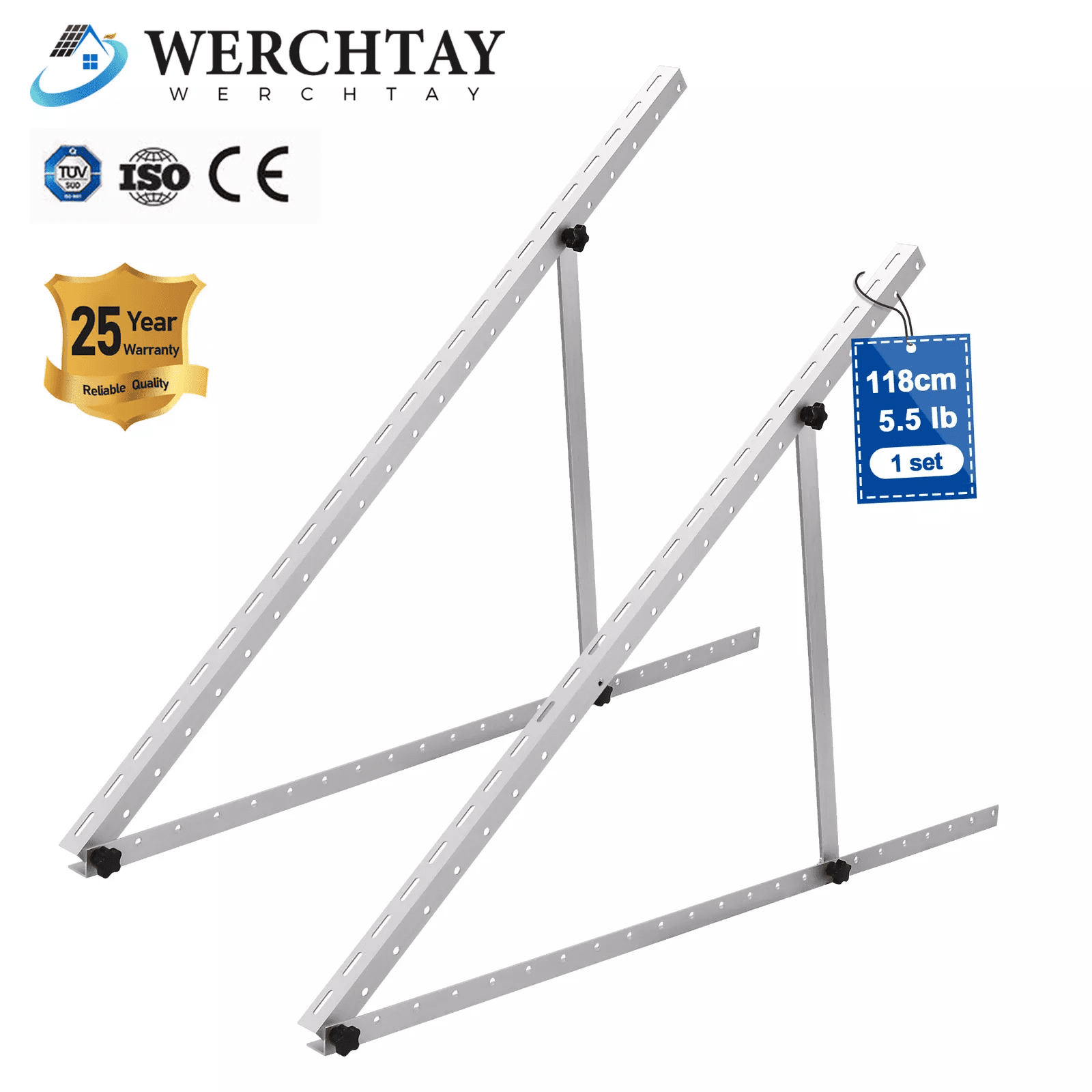 Werchtay 118 Cm Silver Adjustable 5.5 Pound Thick Durable Bracket, 2 ...