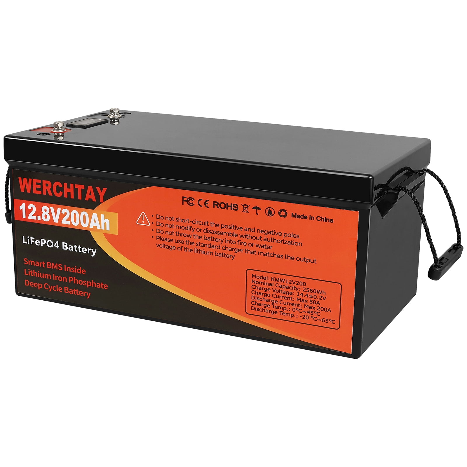 Werchty 12V 200Ah LiFePO4 Lithium Automotive Battery, Top Post ...