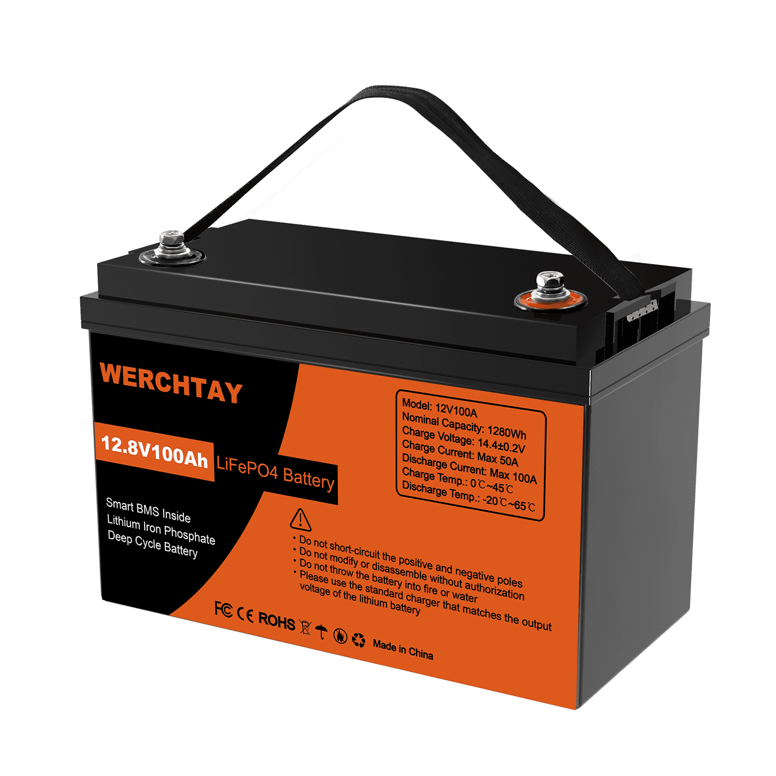 Werchty 12V Automotive Battery, Top Post, Suitable for RV, Marine ...