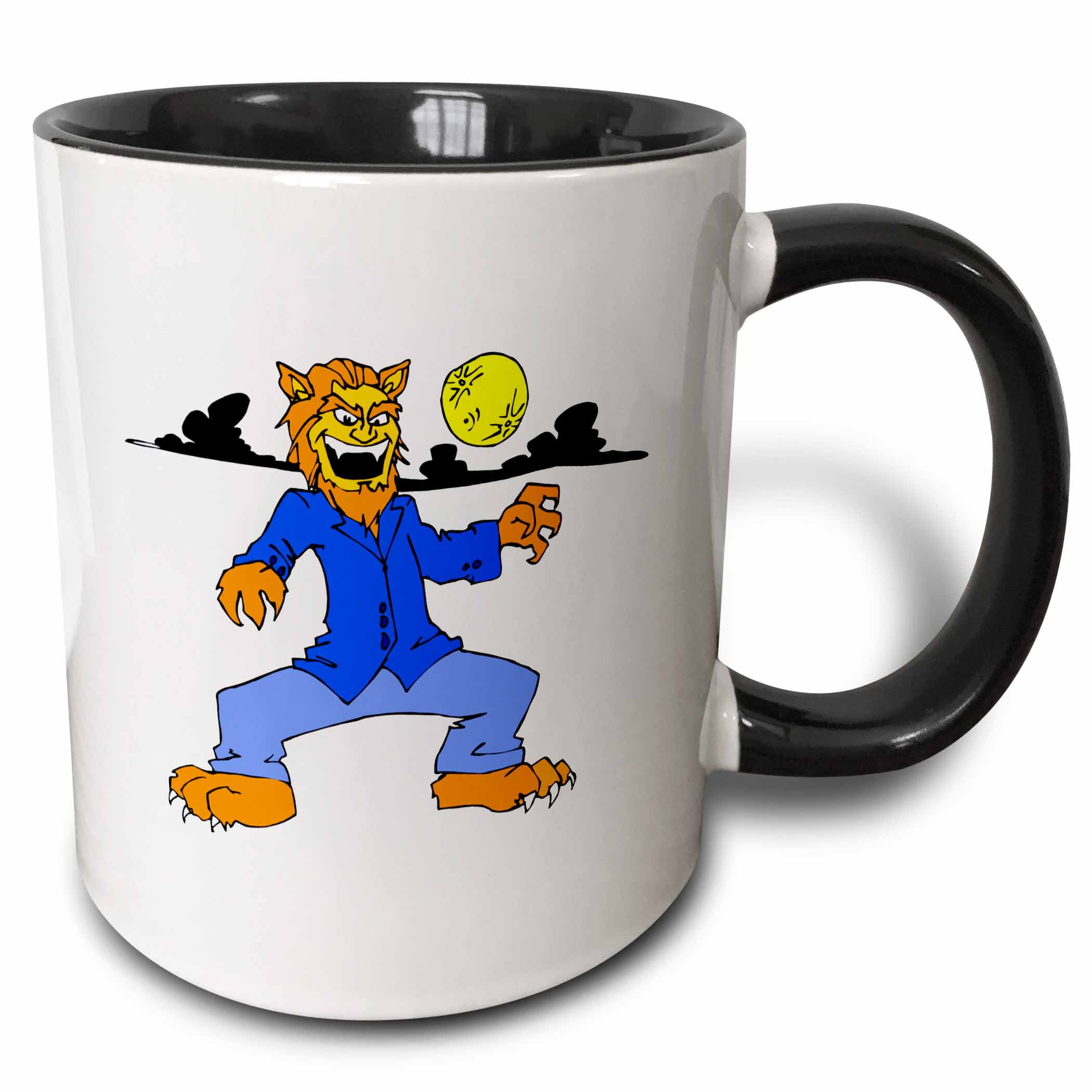 3drose, Werewolf Blue Suit Moon Cloud, 15oz Two-tone Black Mug ...