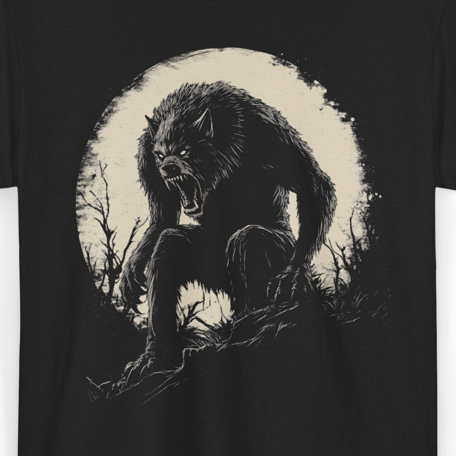 Werewolf Full Moon Forest Shirt Gothic Vintage Horror Wolf Tee Scary ...