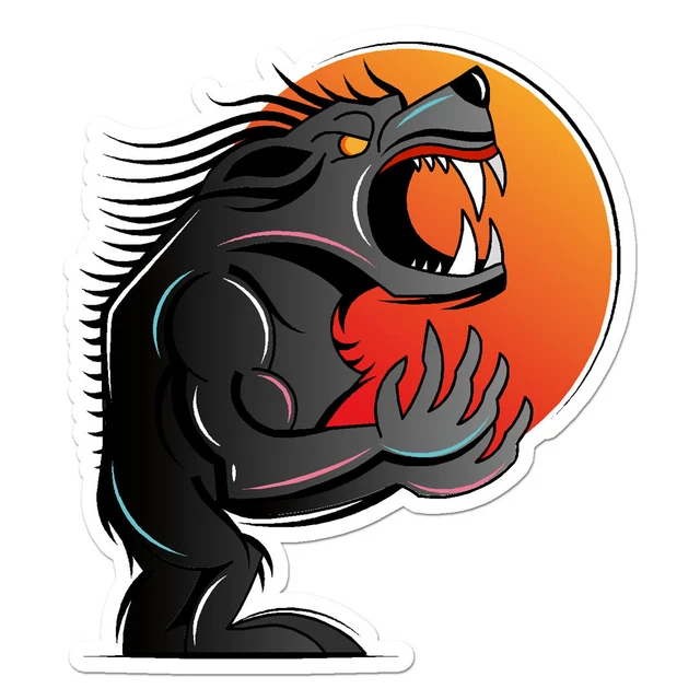 Werewolf Full Moon Sticker Phone Decal Water Bottle Stickers Car Decals ...
