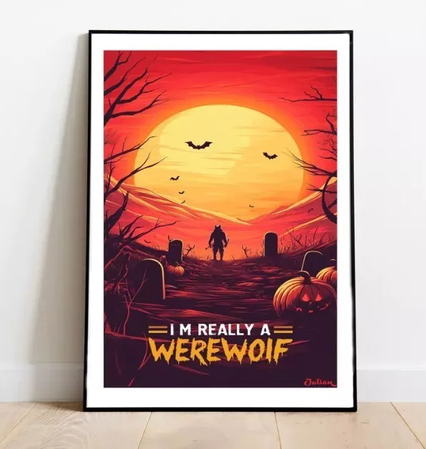 Werewolf Halloween Poster - Matte Vertical Posters, Halloween Art Print ...